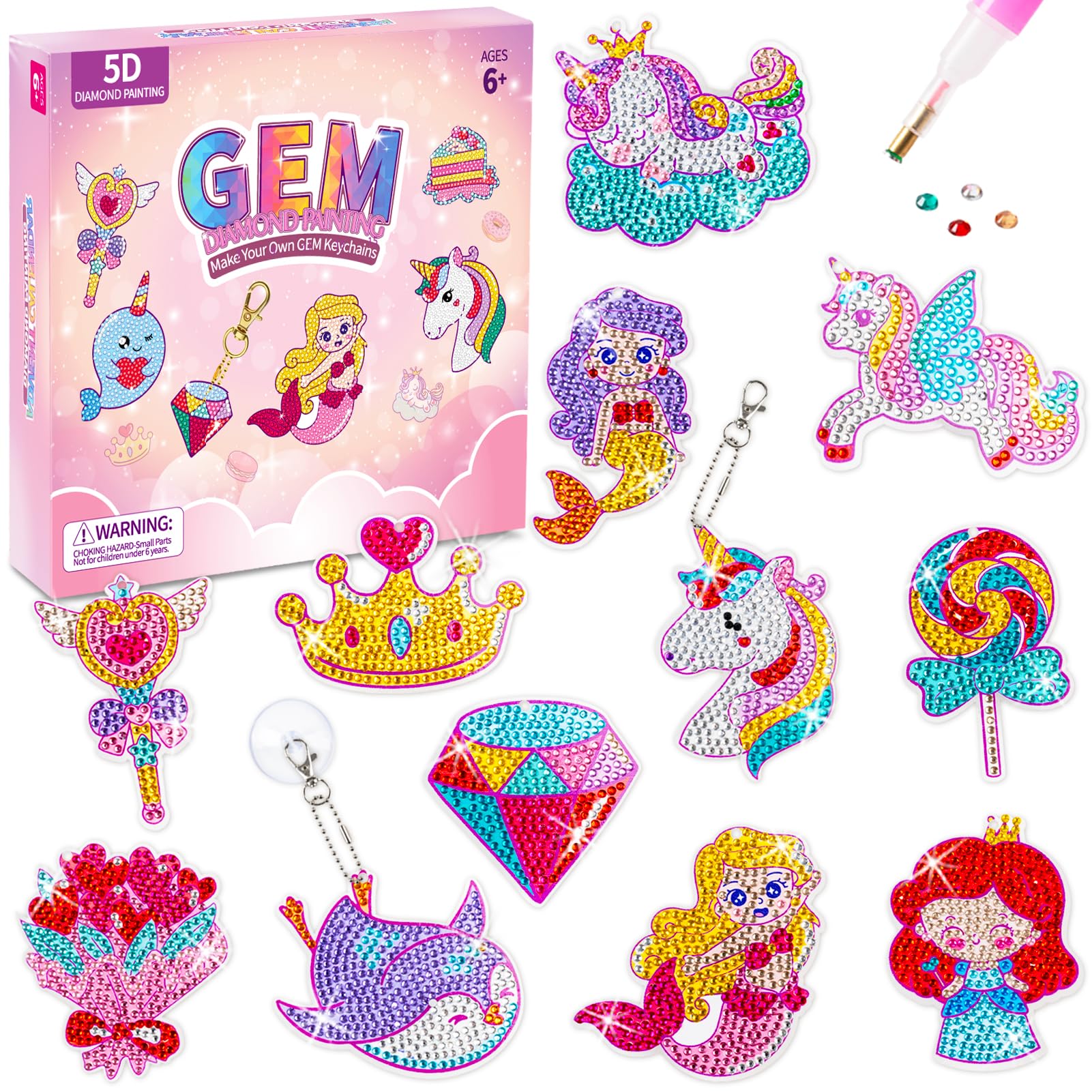 MAXDUCK Diamond Art Painting Keychain Kit for Kids Valentine's Day ...