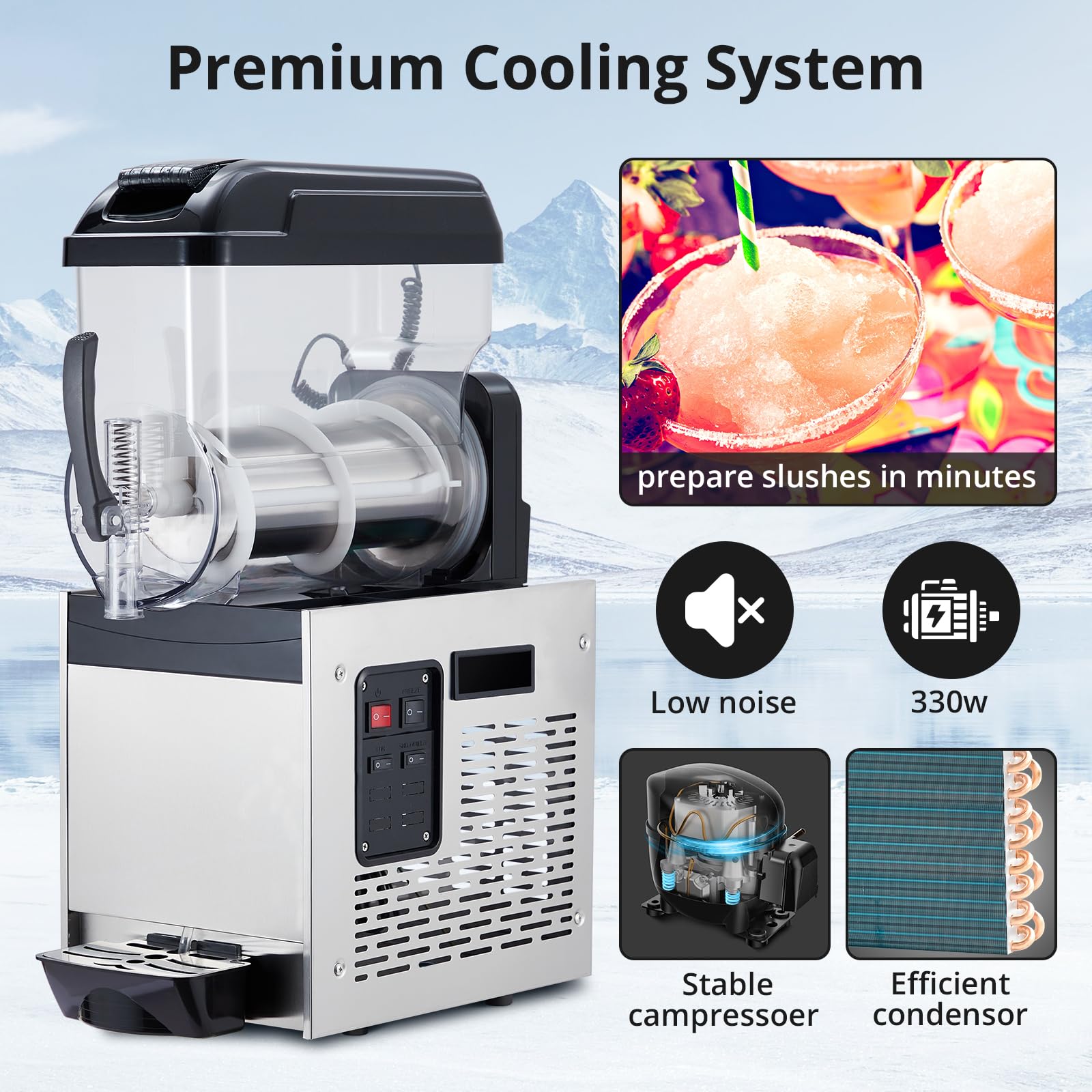Snapklik.com : Commercial Slushie Machine, 12L/32 Gal Frozen Margarita ...