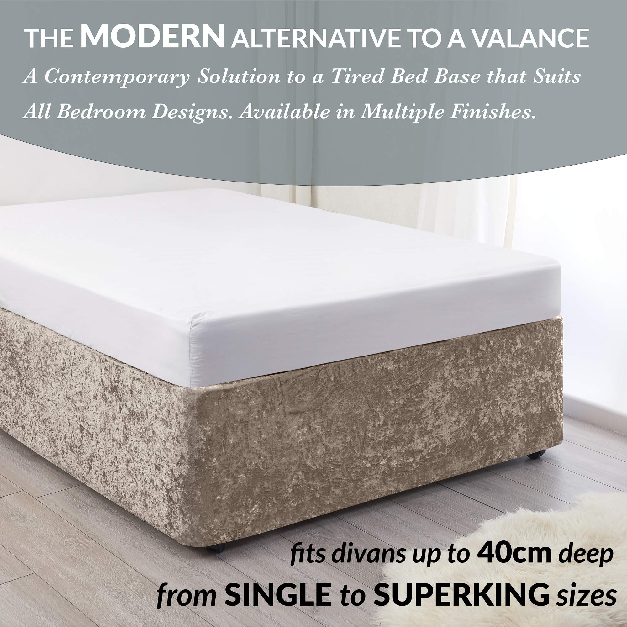 Buy viceroy bedding BED WRAP Crushed Velvet Divan Bed Base COVER ...