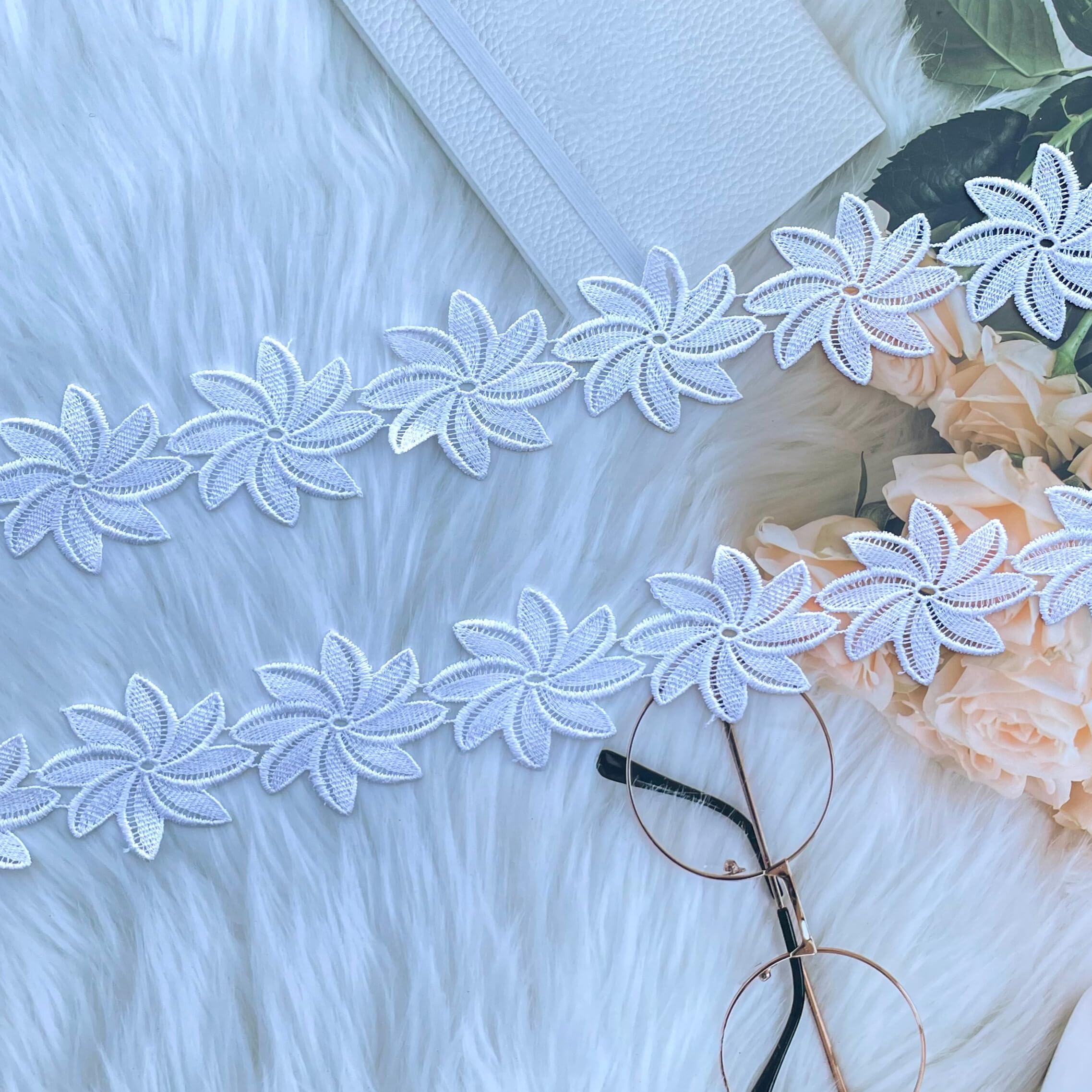 White Floral Lace Border White Organza Lace Border | Embellishment For