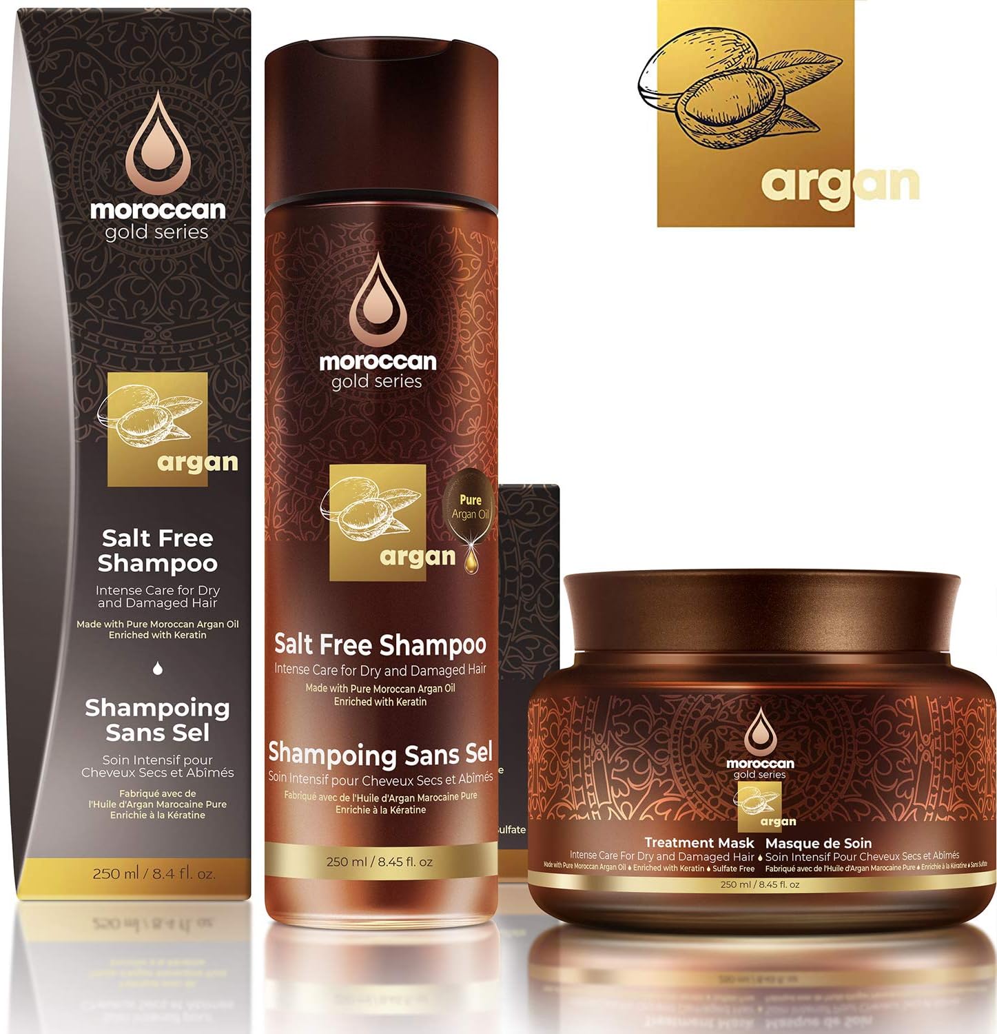 Moroccan Gold Series Treatment Mask 250 ml and Salt- Shampoo 250 ml Duo ...
