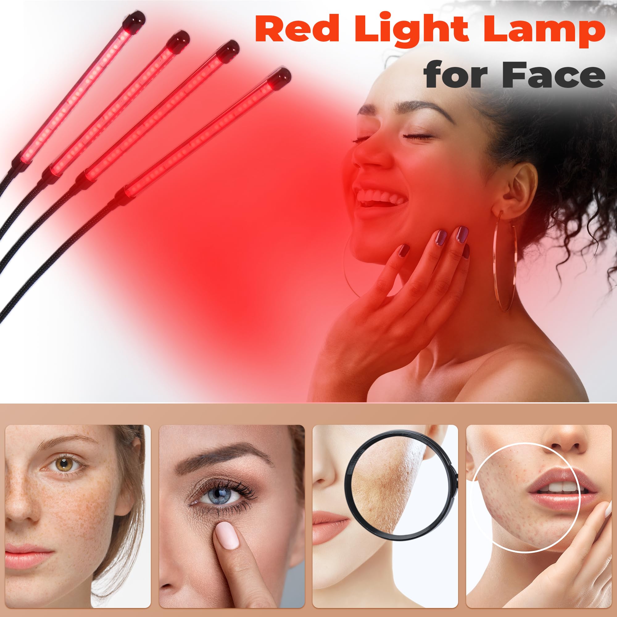 Snapklik.com : OneBlis Red Light Lamp For Face And Body, 4 Heads 120 ...