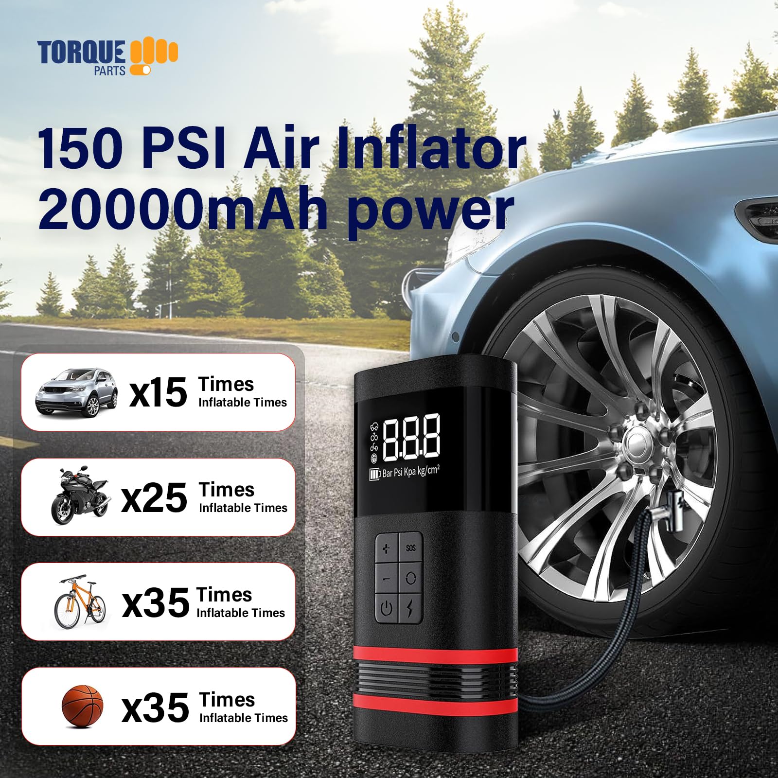 Snapklik.com : TORQUE Portable Tire Inflator Air Compressor For Car And ...
