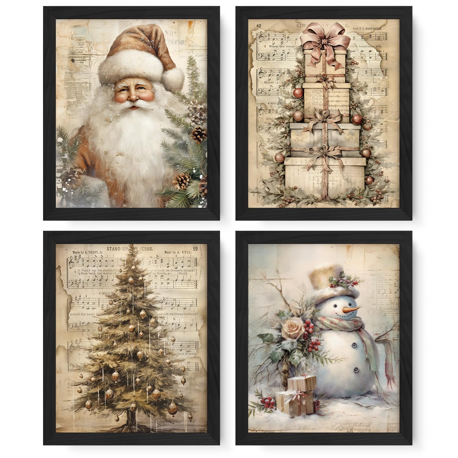 Amazon.com: JXREQ Vintage Christmas Wall Decor Christmas Prints ...