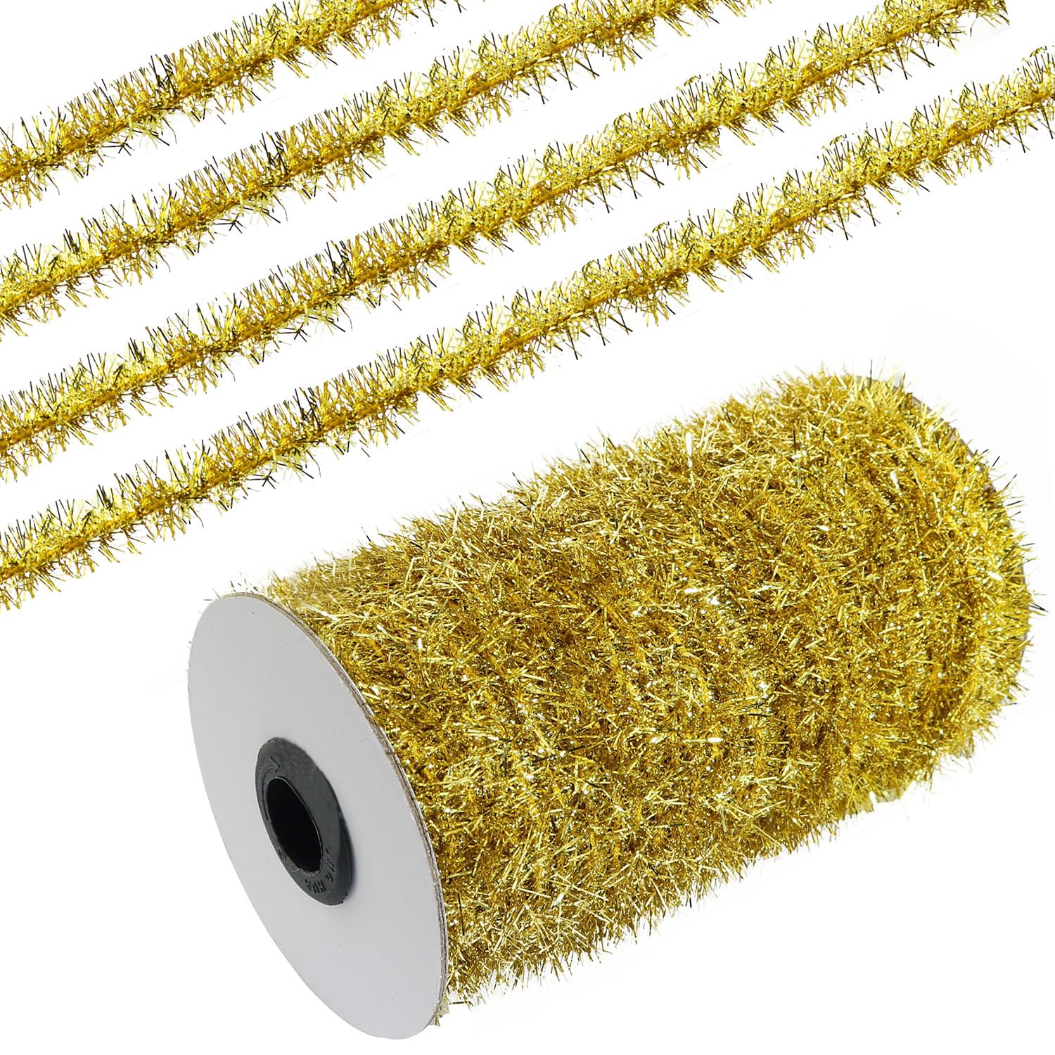 Amazon.com: XGNG Gold 50 Yards Metallic Holiday Tinsel Garland Twist ...