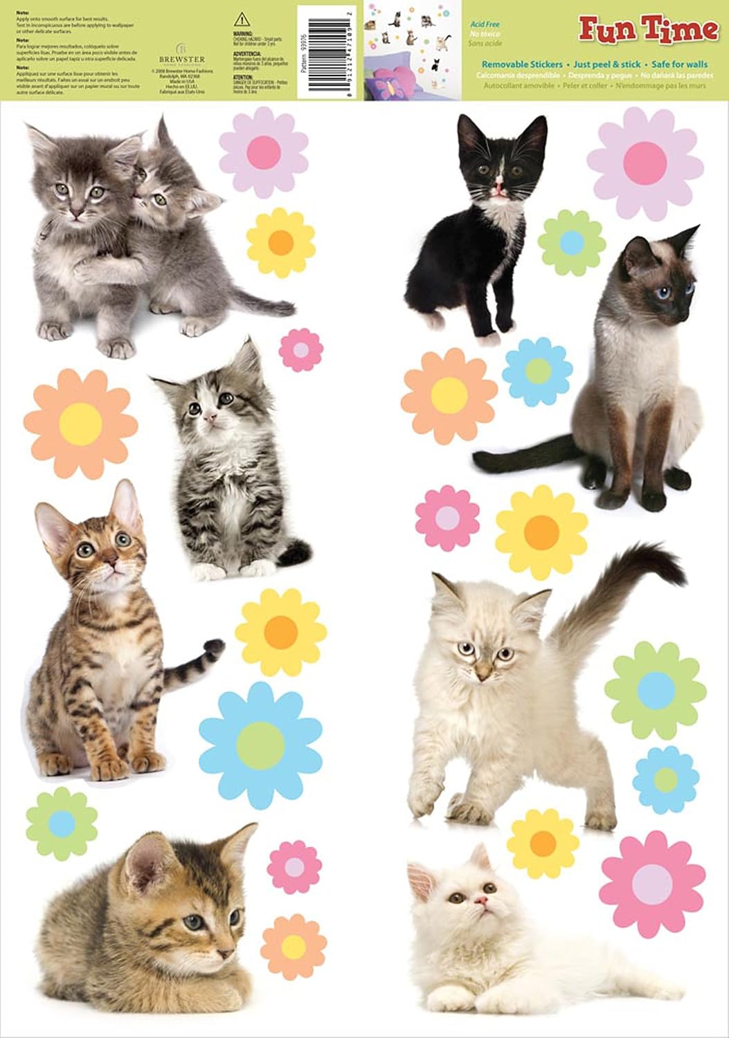 Fun Time 93976 Kittens Wall Stickers - Decorative Wall Appliques ...