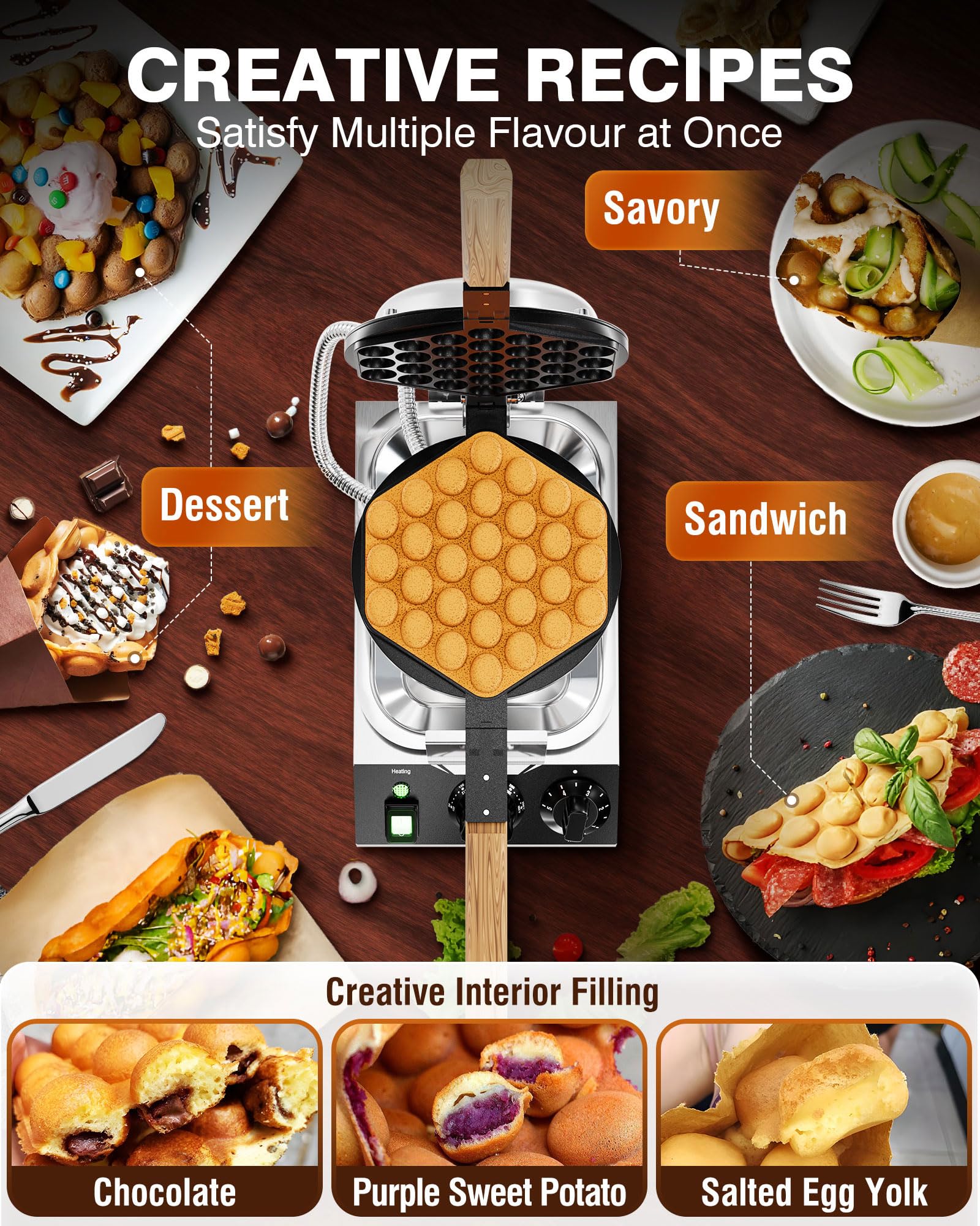 Snapklik.com : Bubble Waffle Maker - Non-stick Coating,Commercial Egg ...