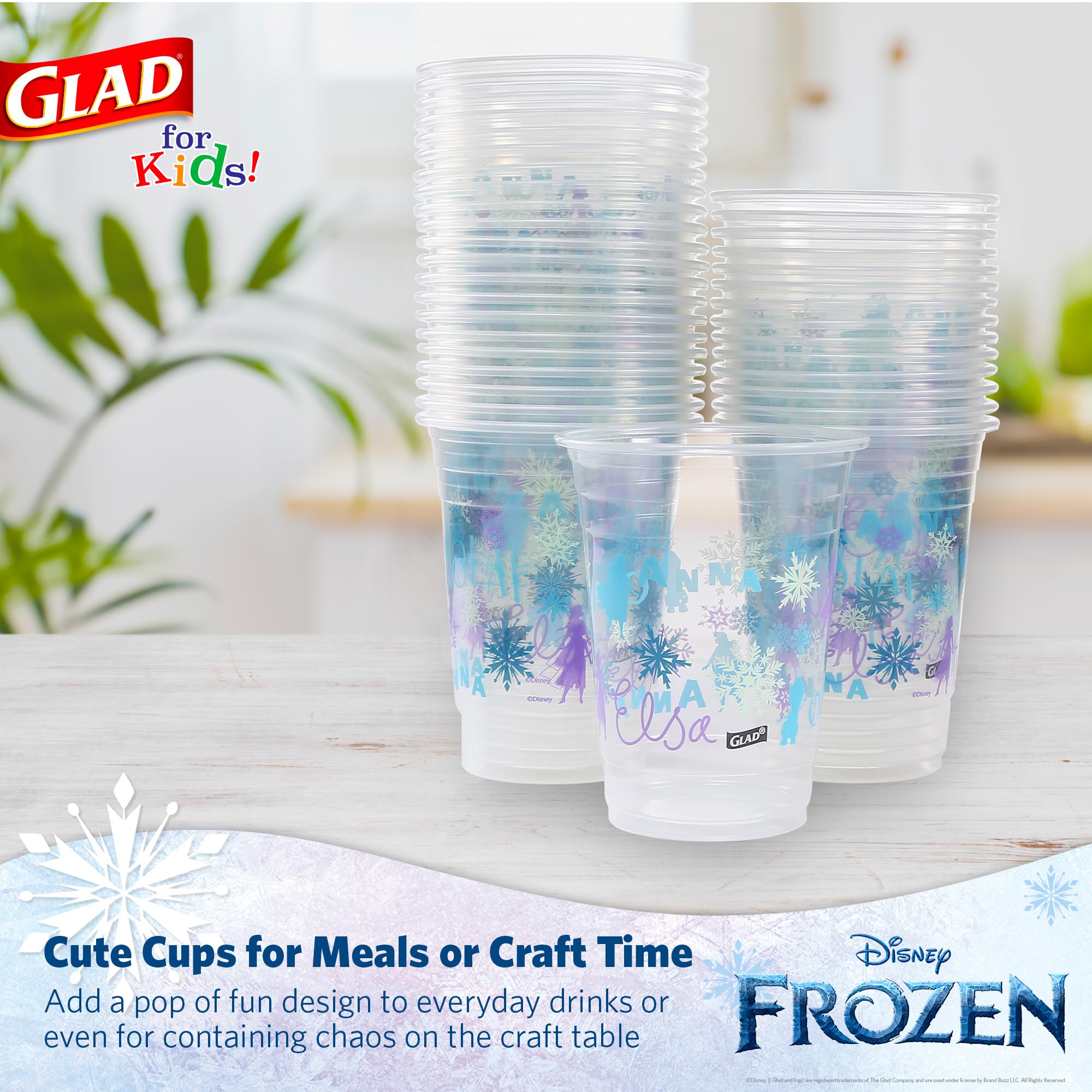 Snapklik.com : Glad For Kids Disney Frozen Clear Disposable Plastic ...
