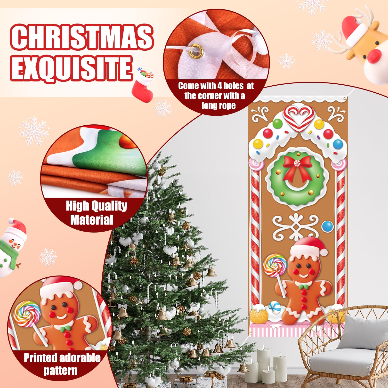 Snapklik.com : Christmas Gingerbread House Door Cover Decorations ...