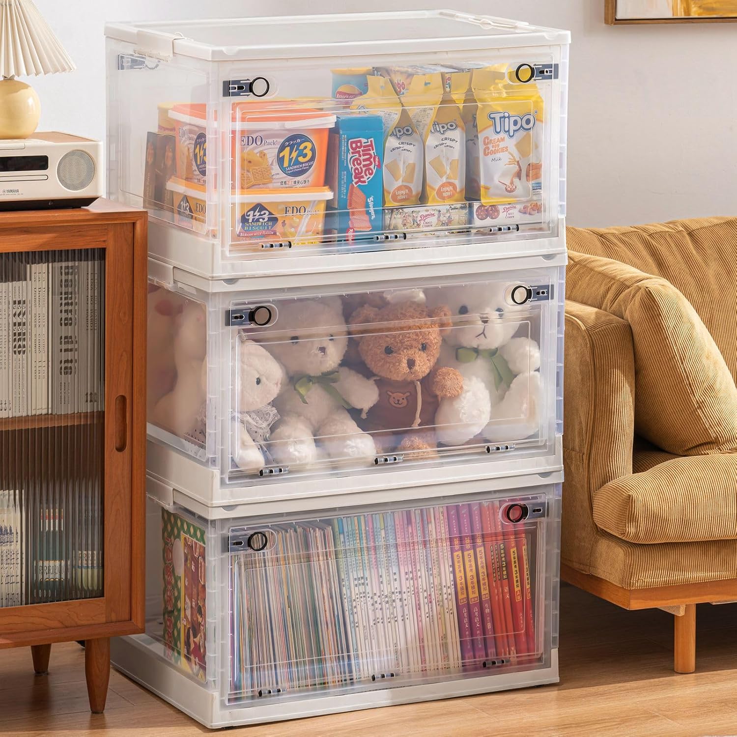 Contenedores de almacenamiento plegables con tapas, paquete de 3 ...