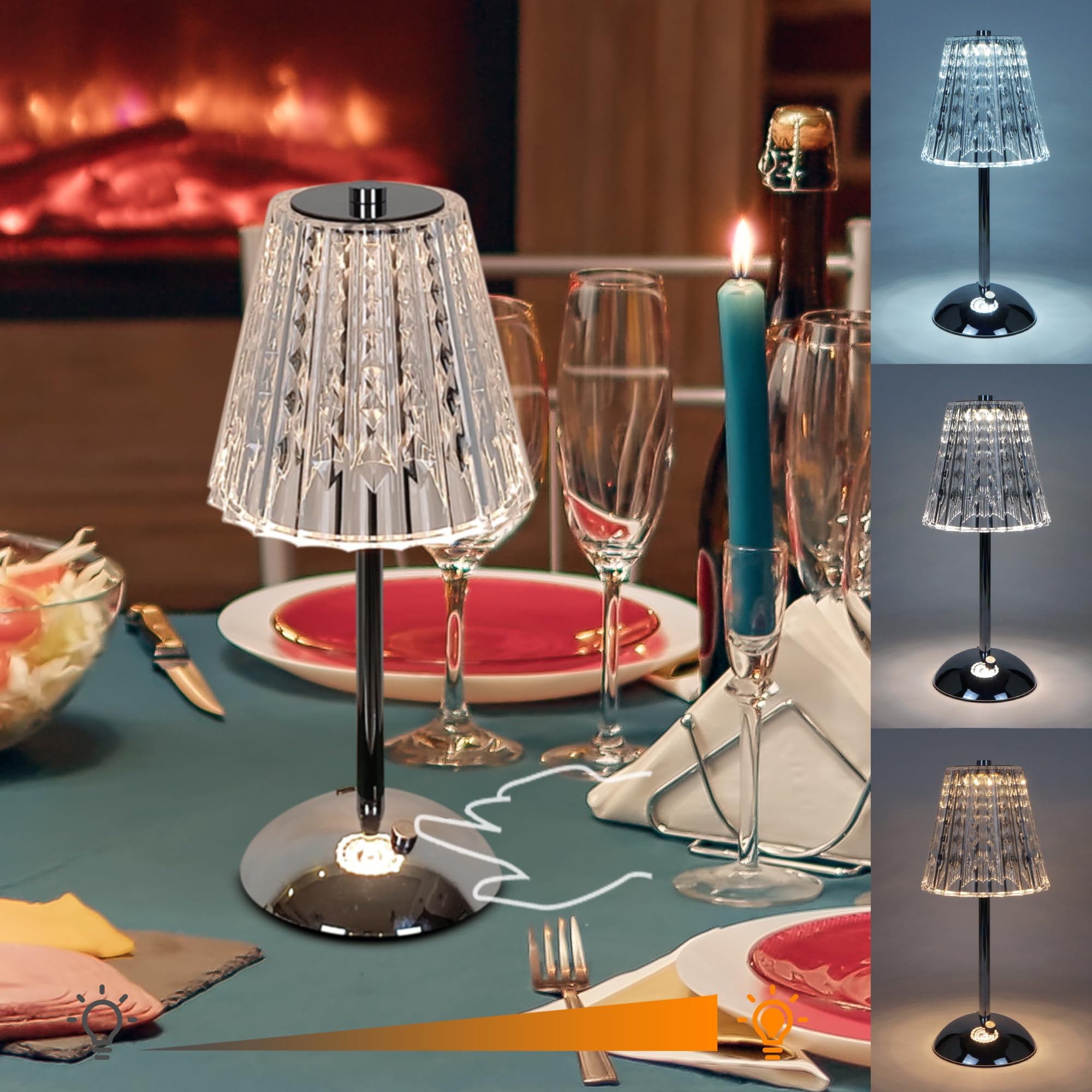 Amazon.com: Cordless Table Lamps Set of 2, 6000mAh Battery Operated LED ...