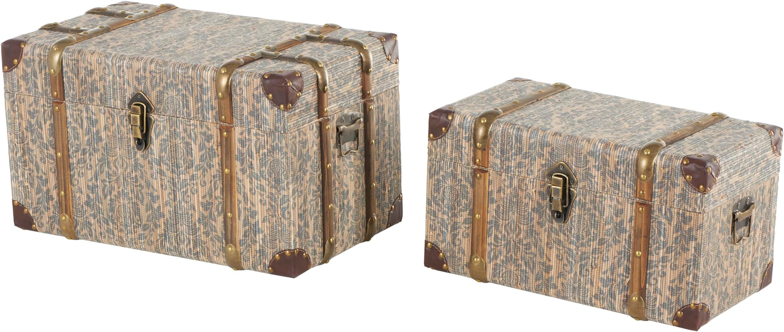 Amazon.com: Deco 79 Wooden Floral Decorative Trunk Vintage Storage ...