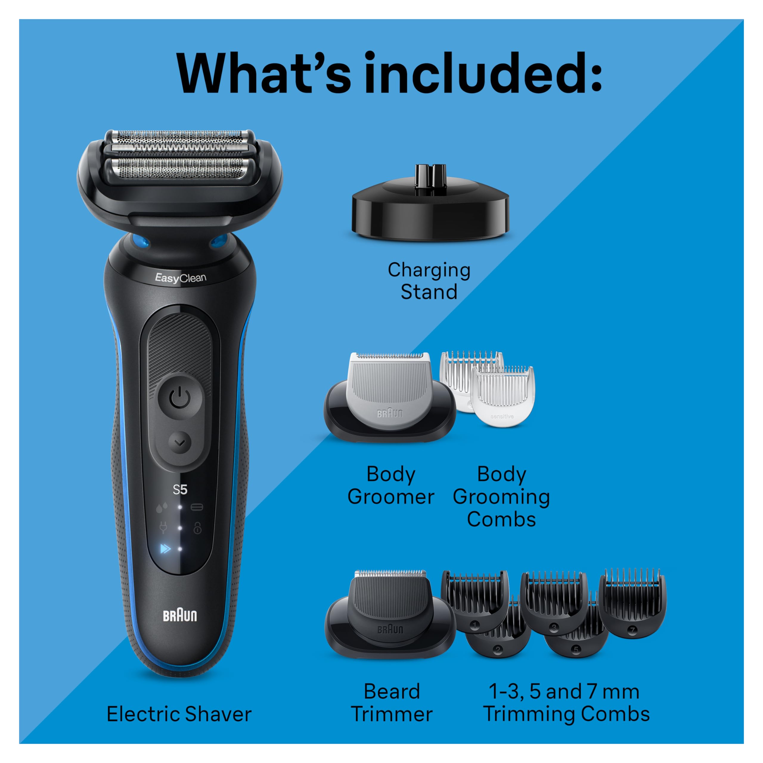 Braun Electric Shaver for Men, Series 5 5150cs, Wet & Dry Shave, Turbo ...