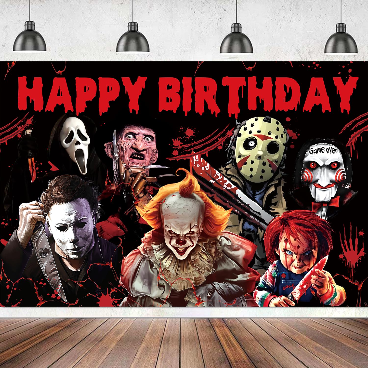 Amazon.com : 5x3FT Horror Birthday Decorations Backdrop, Horror Movie ...