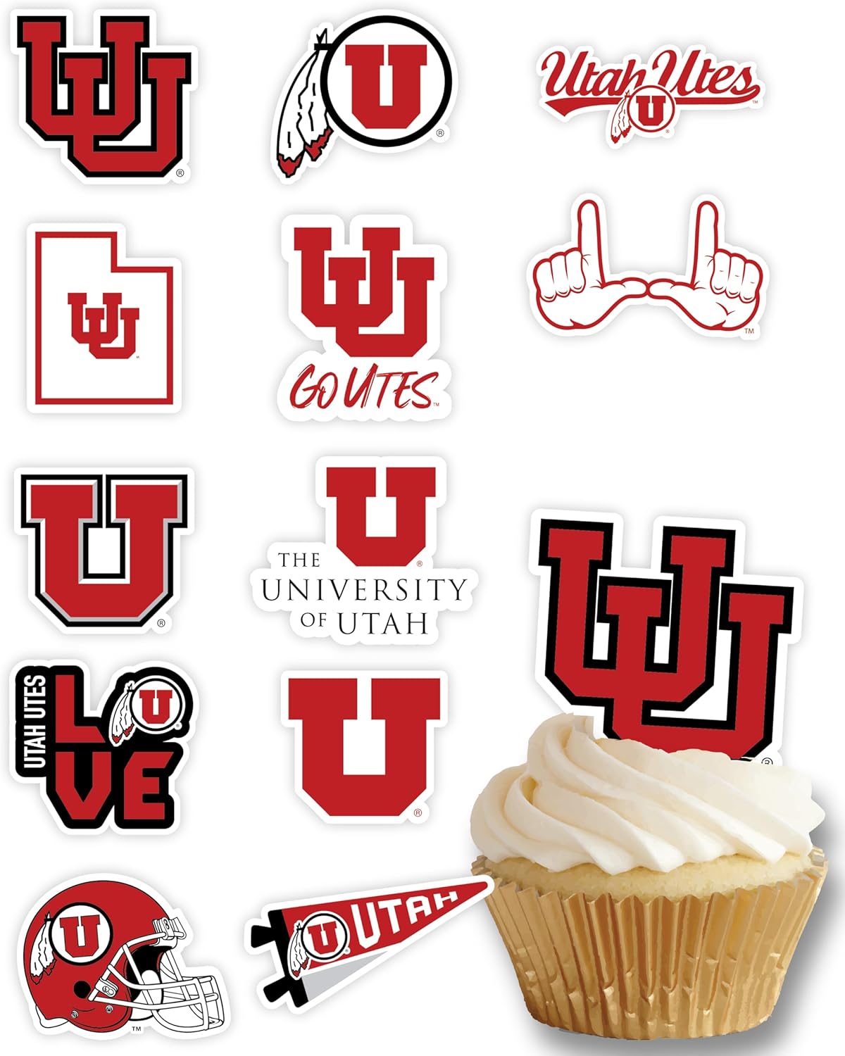 Amazon.com: University of Utah Cupcake Topper Party Supplies for UofU ...