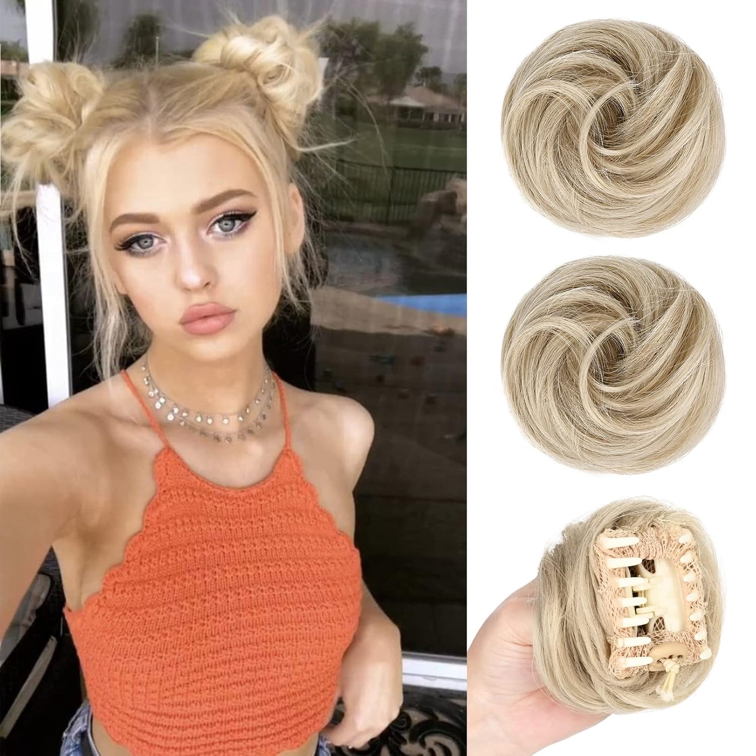 Amazon.com : Brikabia Space Buns Hair Pieces, 2PCS Space Buns Clip in ...
