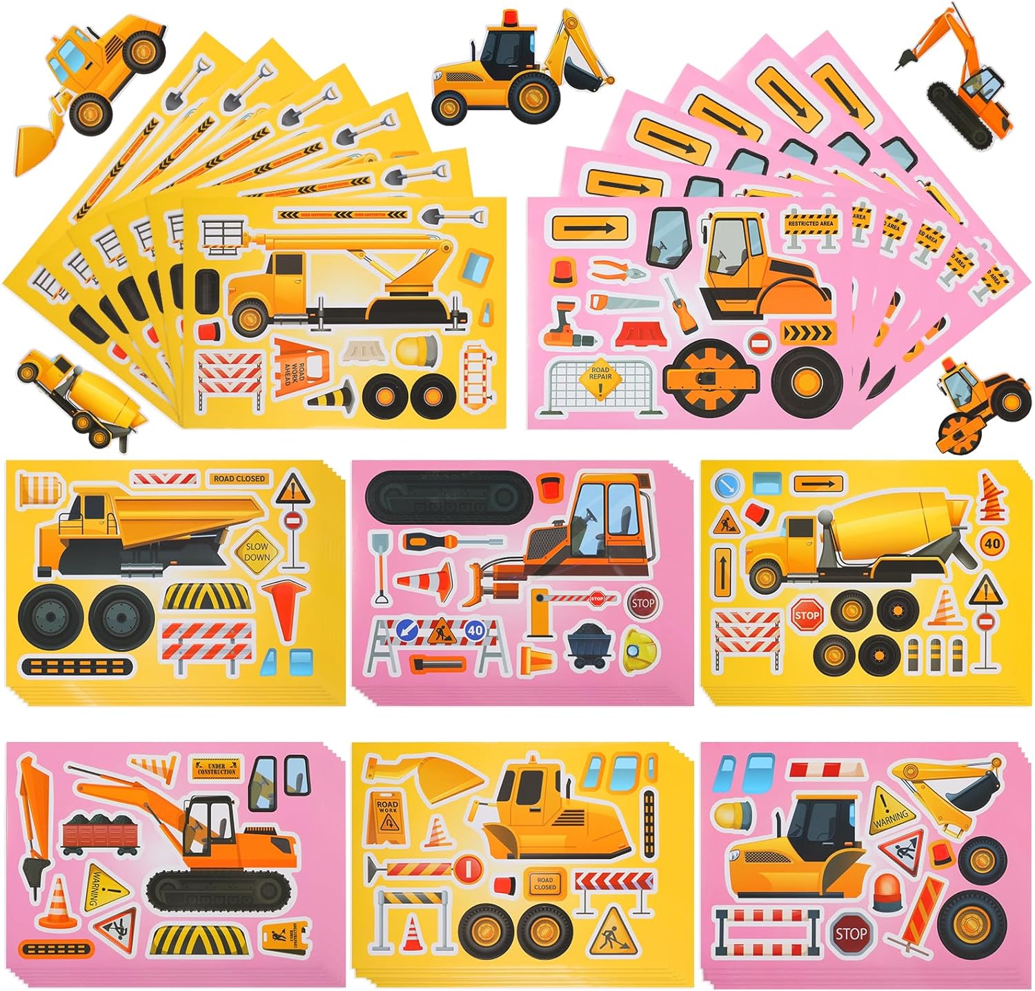 Amazon.com: RAYNAG 48 Sheets Construction Truck Stickers Make Your Own ...