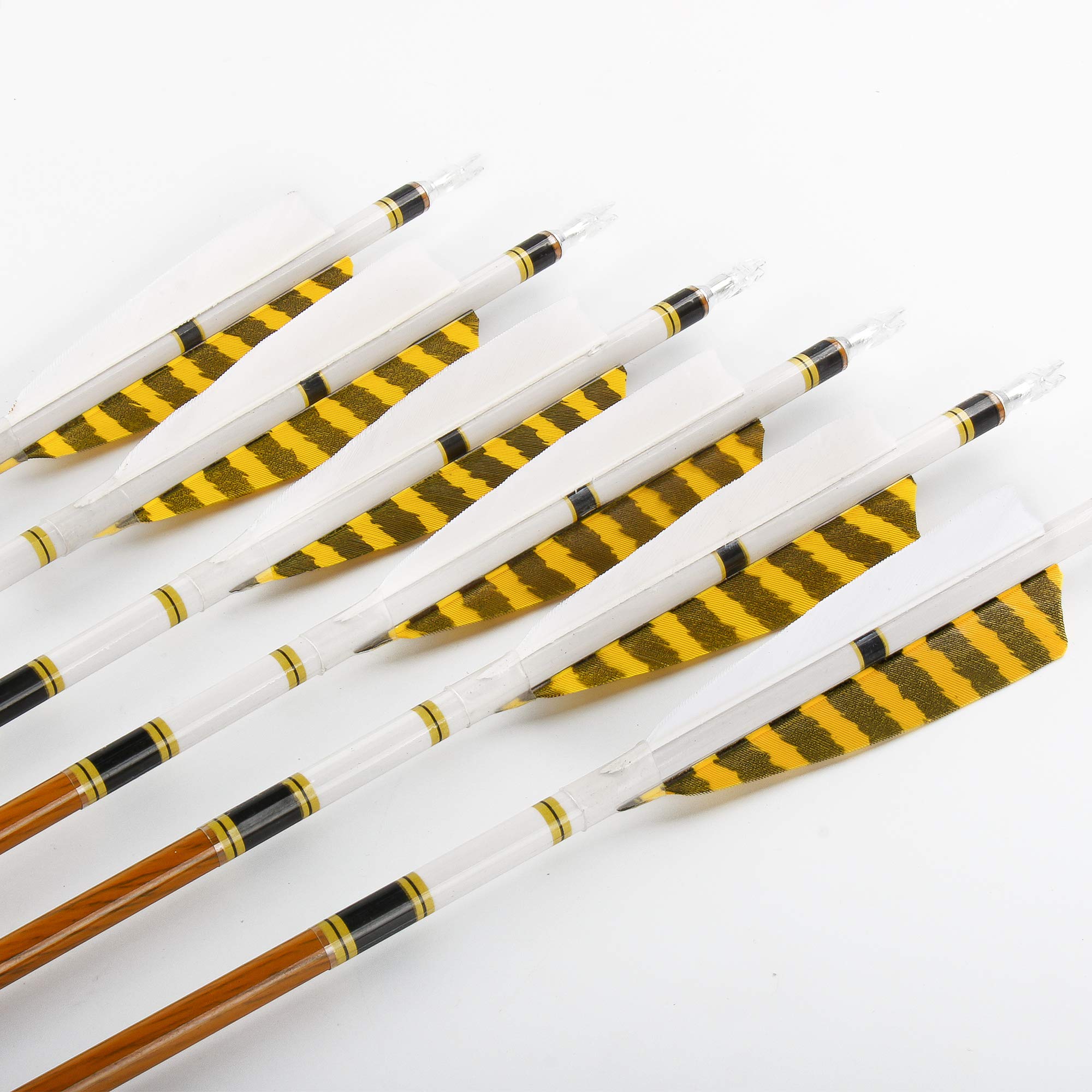 REAWOW 31 Inch Feather Arrow Carbon Fiber Arrow Wood Grain Arrow With 4 ...