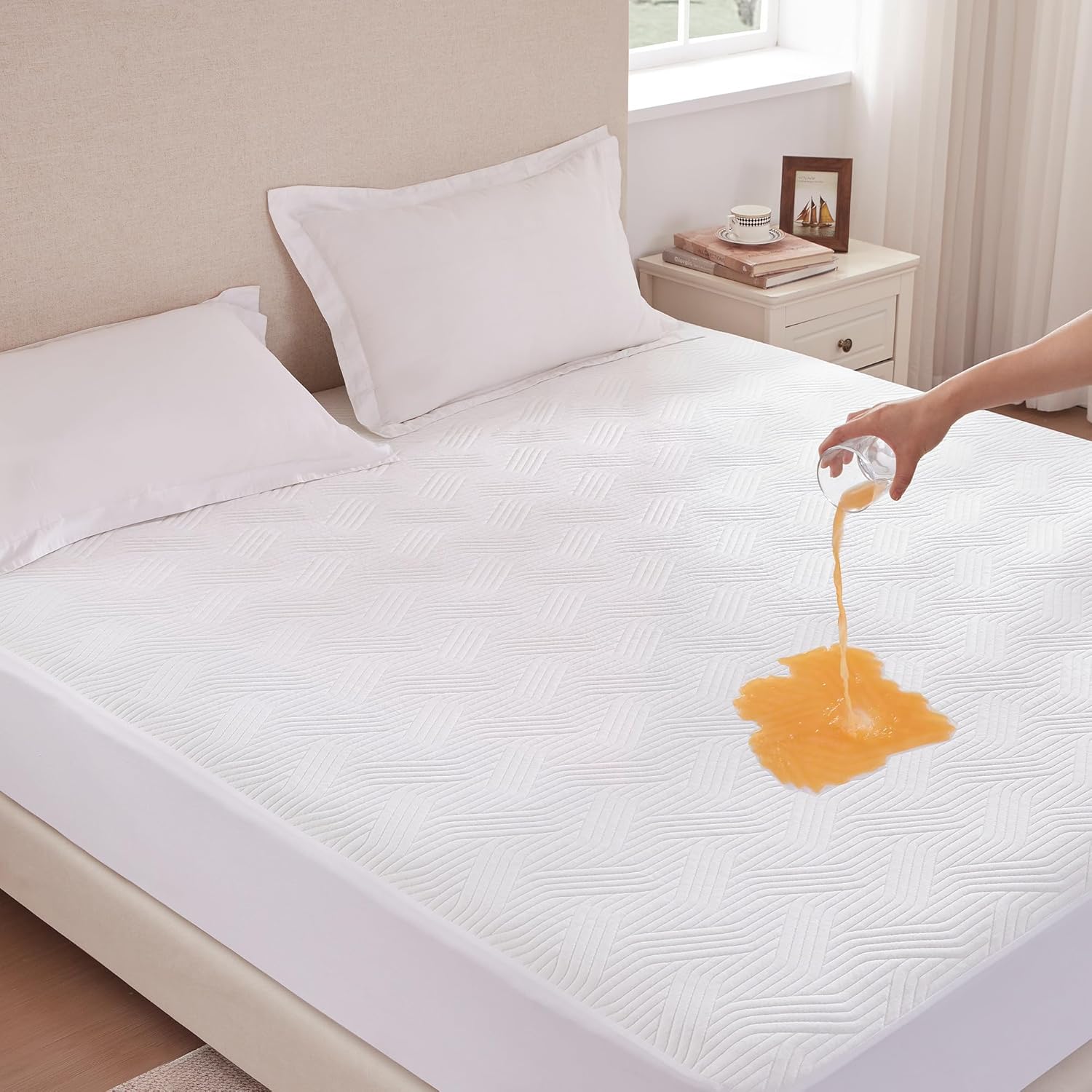 Amazon.com: 100% Waterproof Twin Size Mattress Protector, 3D Air Fabric ...