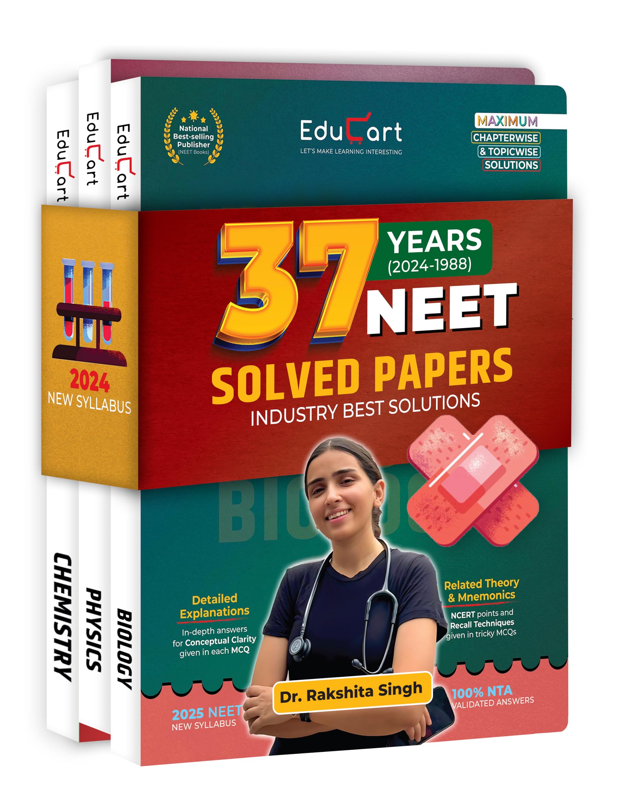 Educart NEET 37 Years Physics, Chemistry and Biology Solved Papers ...