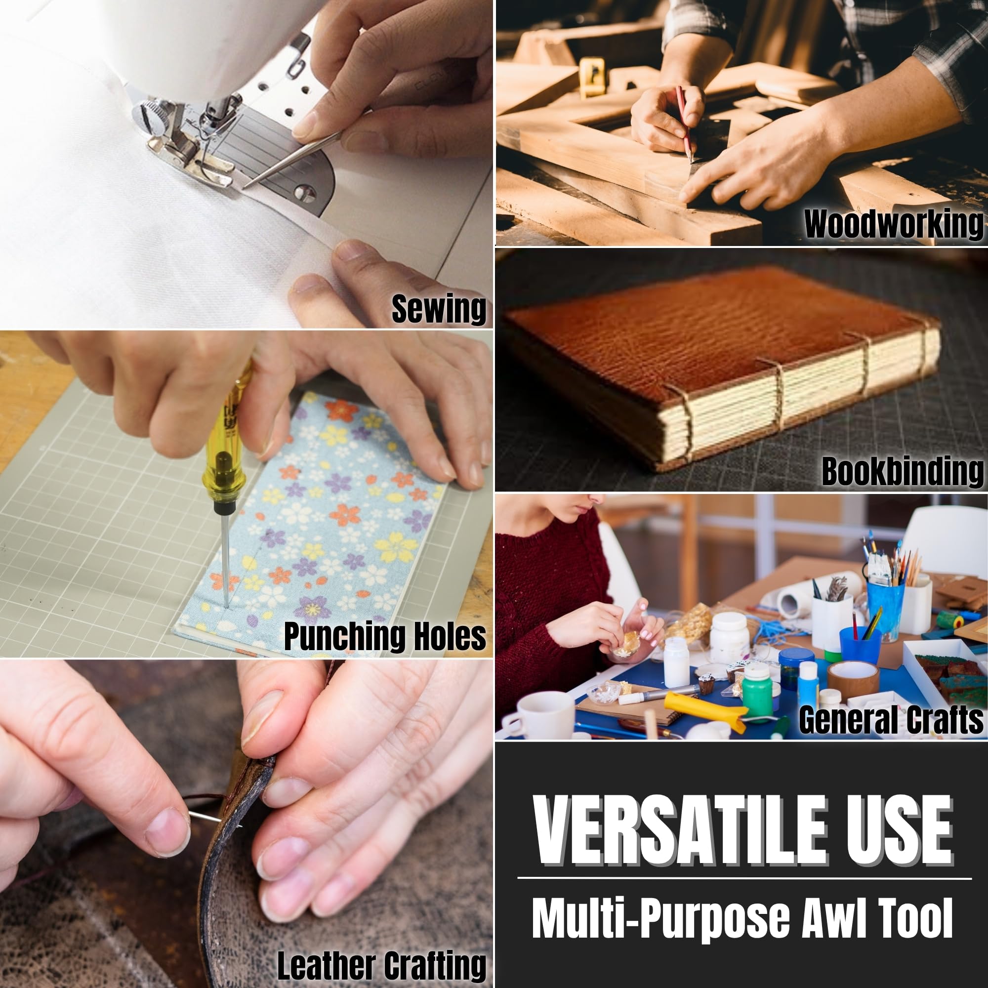 Snapklik.com : Safety Awl Tool 6" - Stowable Needle Awl For Sewing ...