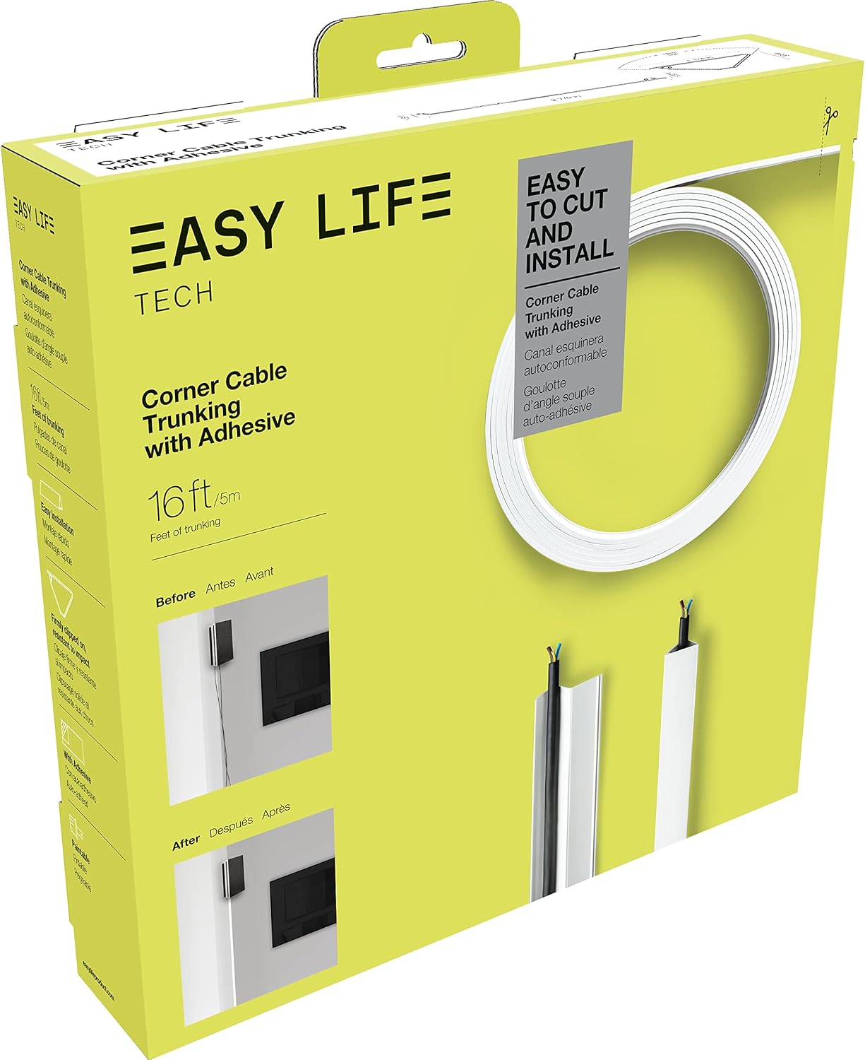Amazon.com: Room Corner Cable Trunking Raceway 192" Self-Adhesive ...