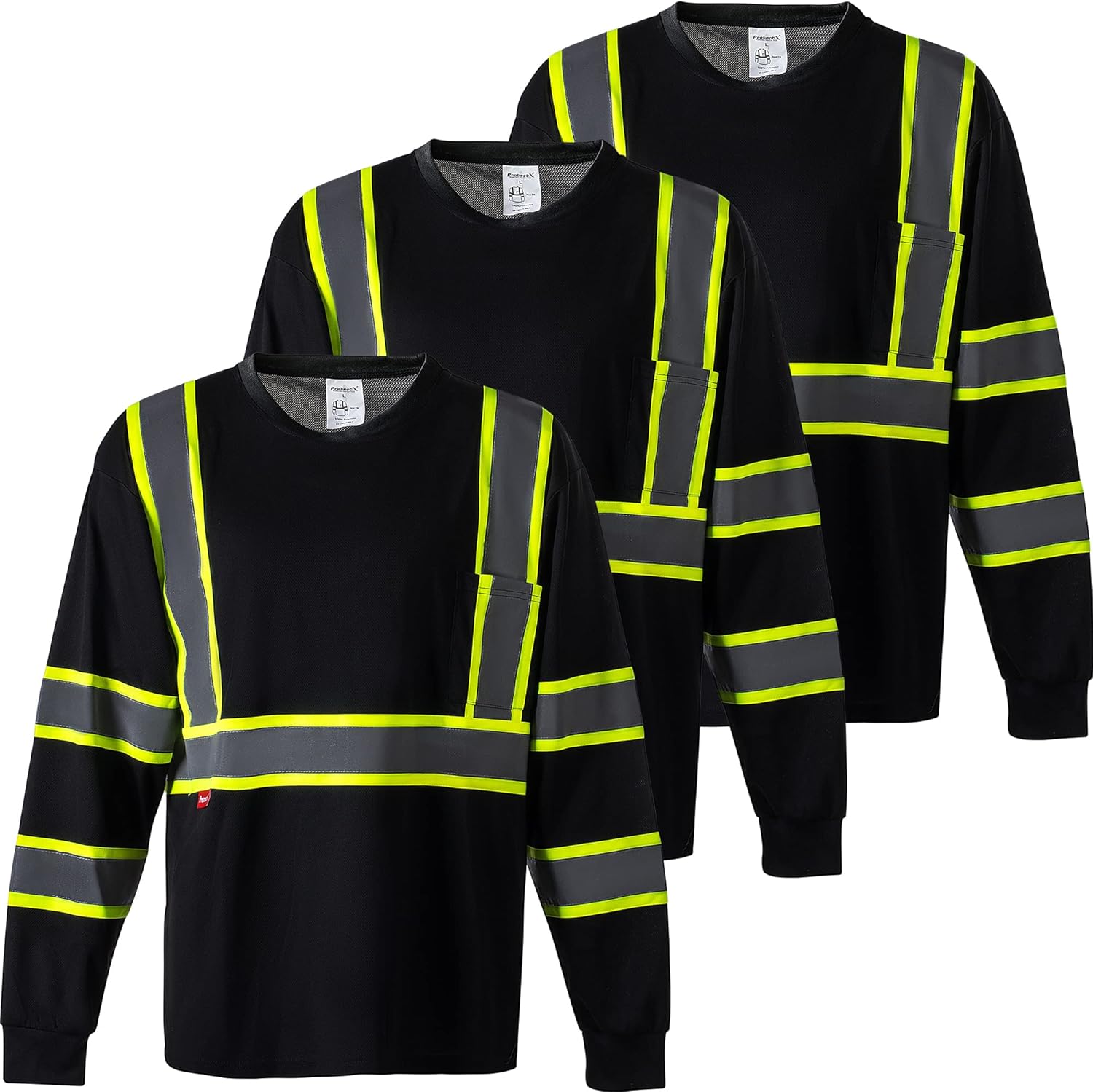 Amazon.com: ProtectX Men's High Visibility Heavy Duty Long Sleeve Reflective Safety T-Shirts for ...