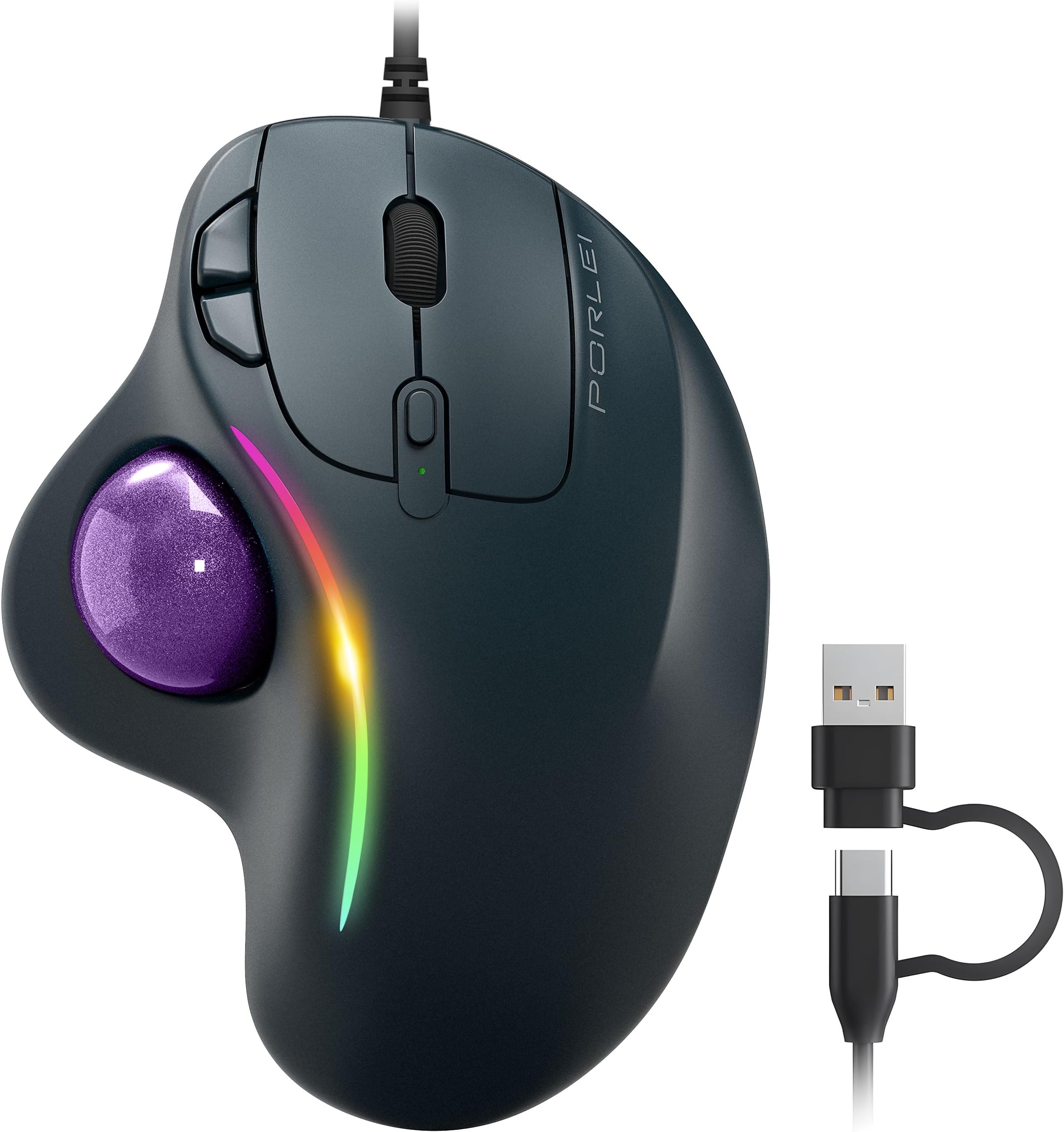 Amazon.com: Wired Trackball Mouse with RGB Lighting, Ergonomic Thumb ...