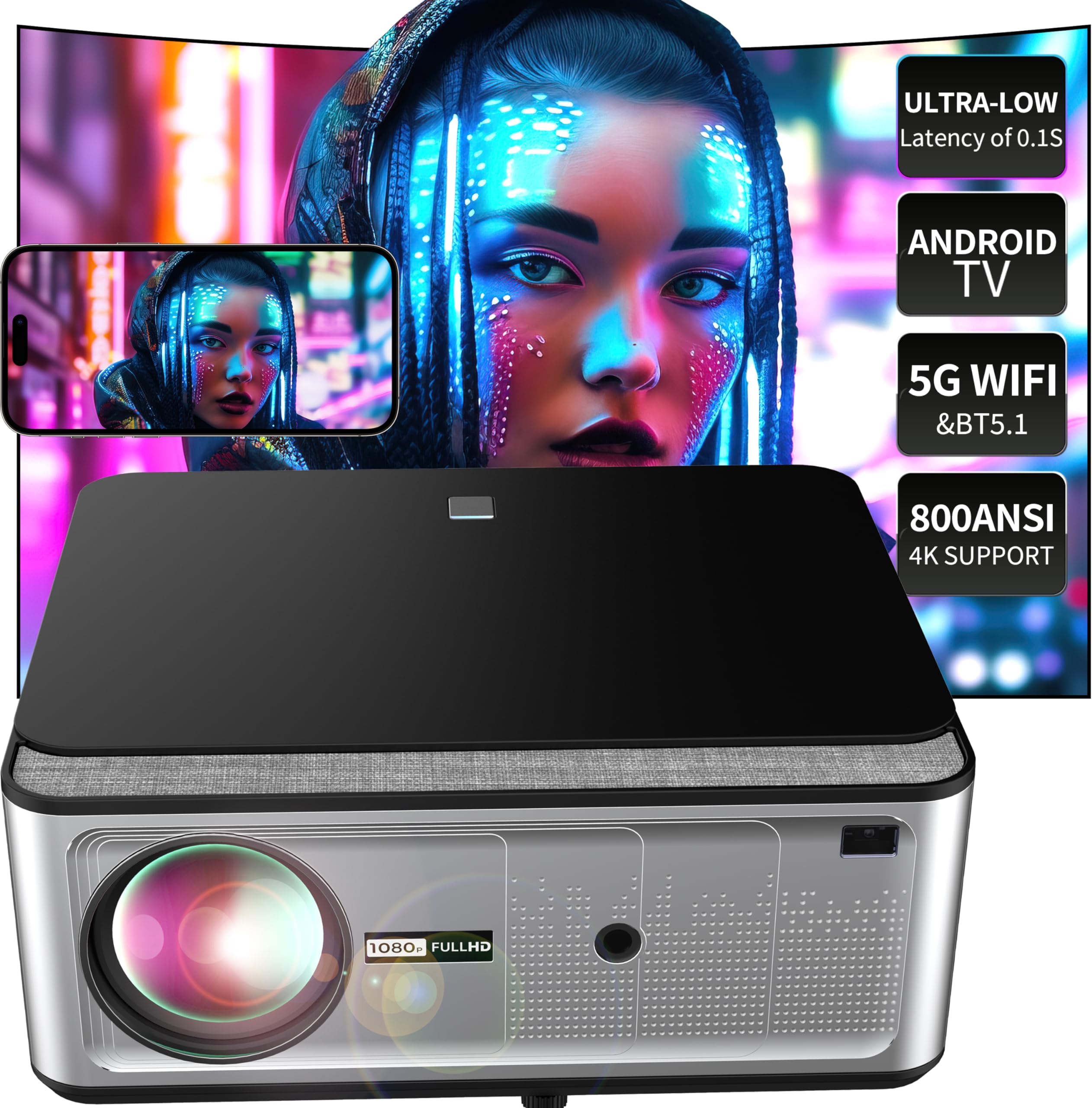 Amazon.com: PHILIPS Android TV Smart Projector With Apps, 5G WiFi ...