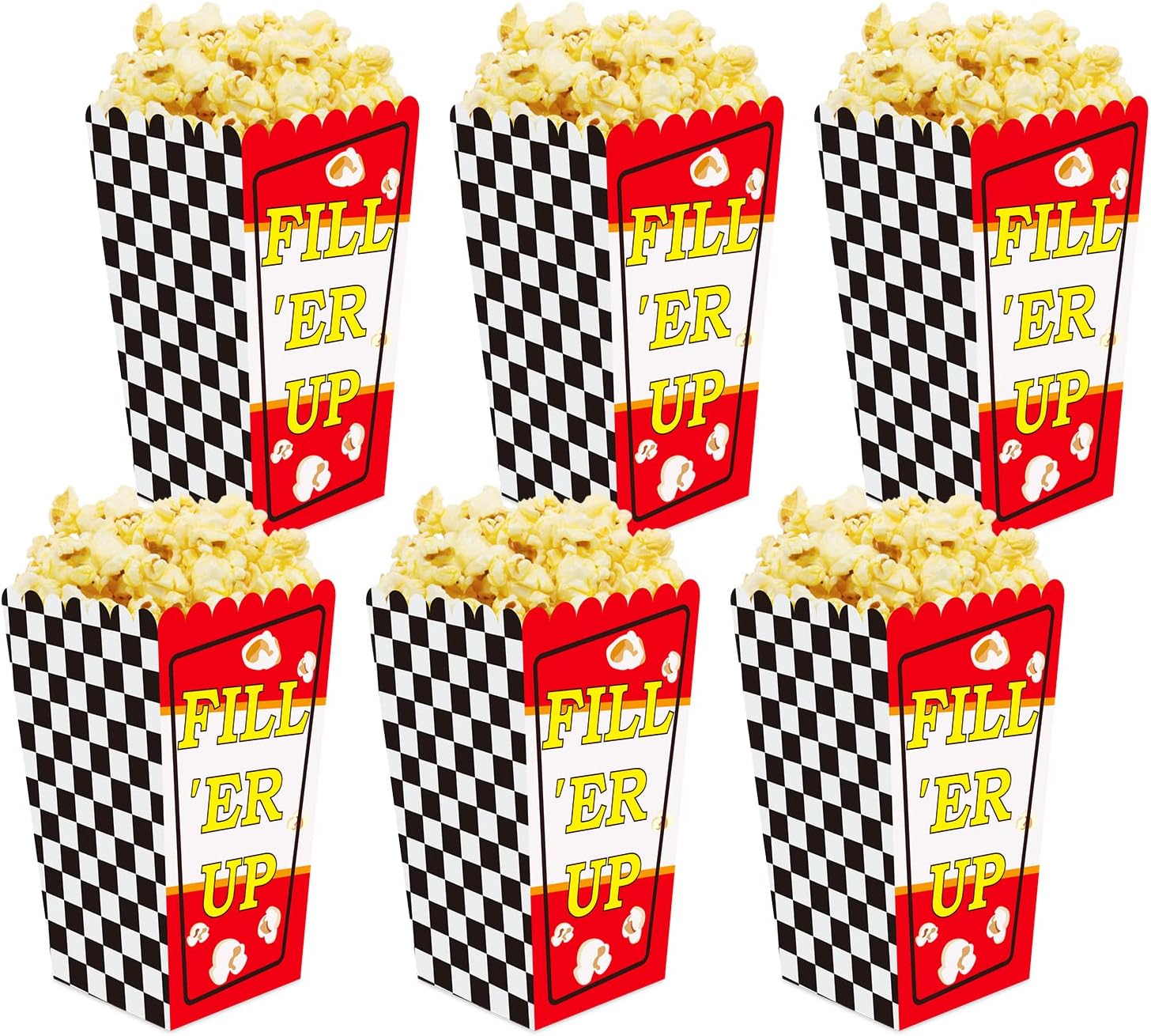 24 Race Car Popcorn Boxes Party Treat Snack Checkered Flags Box for ...