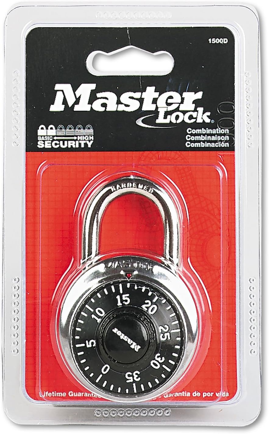 Master Lock 1500D Dial Combination Lock, 1-7/8-Inch, Black, Combination ...