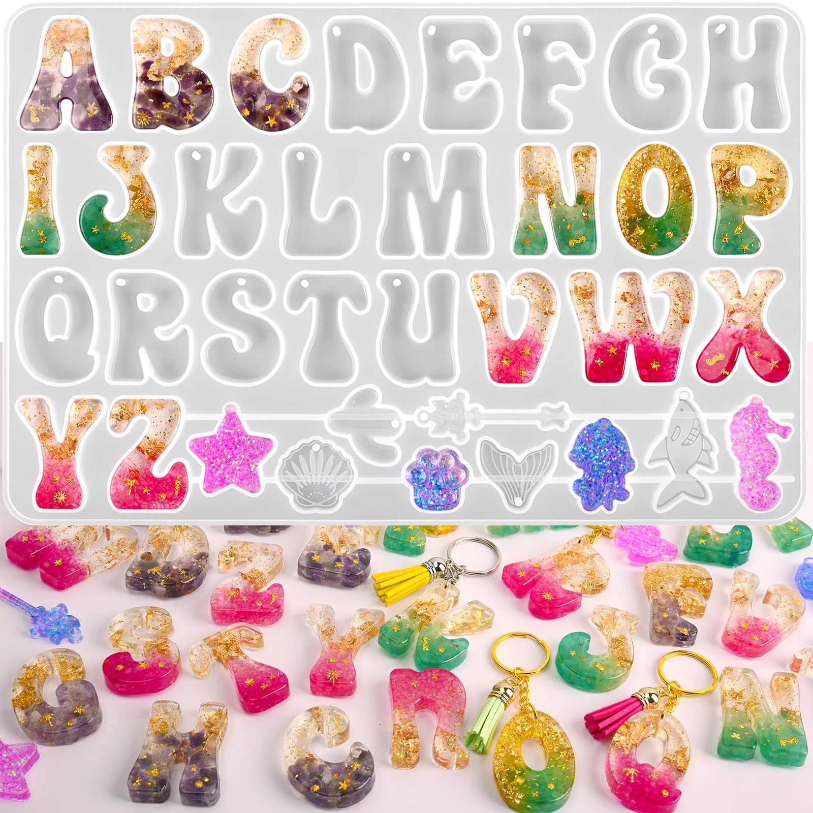 Amazon.com: Actvty Alphabet Resin Mold, Reversed Alphabet Silicone ...