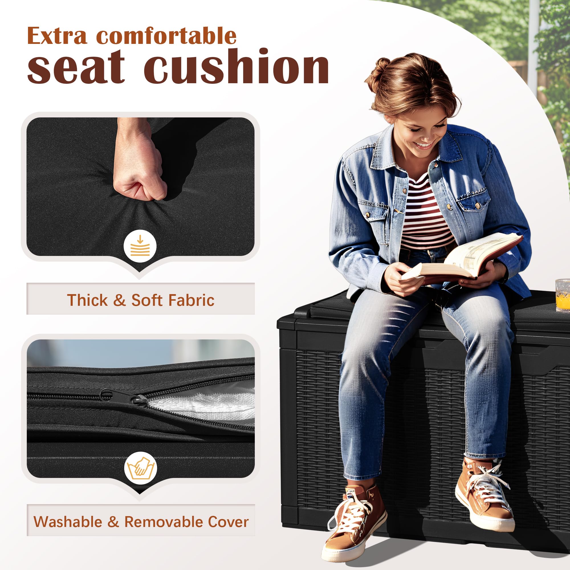 Snapklik.com : Devoko 100 Gallon Deck Box, Waterproof Outdoor Storage Box