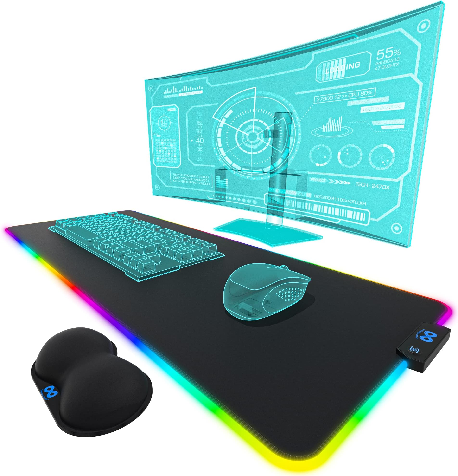 TITANWOLF XXL RGB Gaming Mouse Pad - 800x300mm - Mouse Mat - XXXL ...