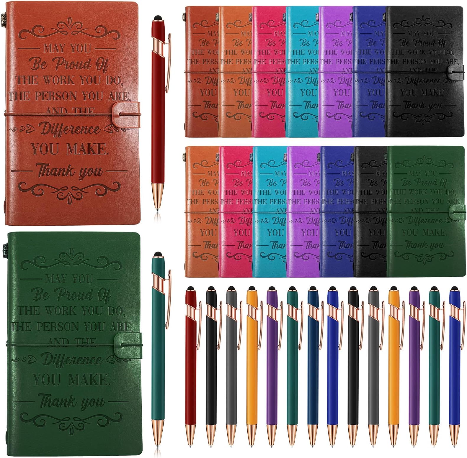 Amazon.com : Ctosree 16 Set Leather Journal Notebooks with Pens Make a ...