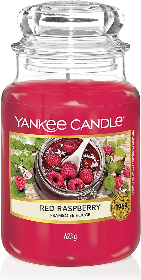 Yankee Candle Scented Candle | Red Raspberry Large Jar Candle | Burn ...