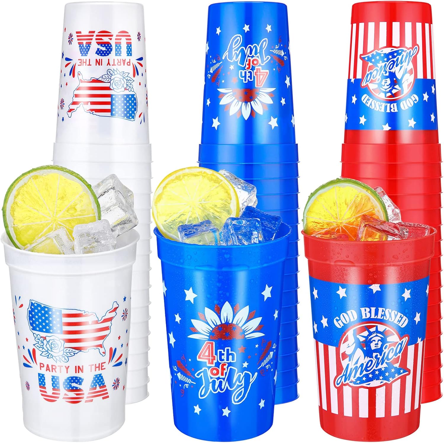 Amazon.com: 48 Pieces Patriotic Plastic Cups 4th of July Party Supplies ...