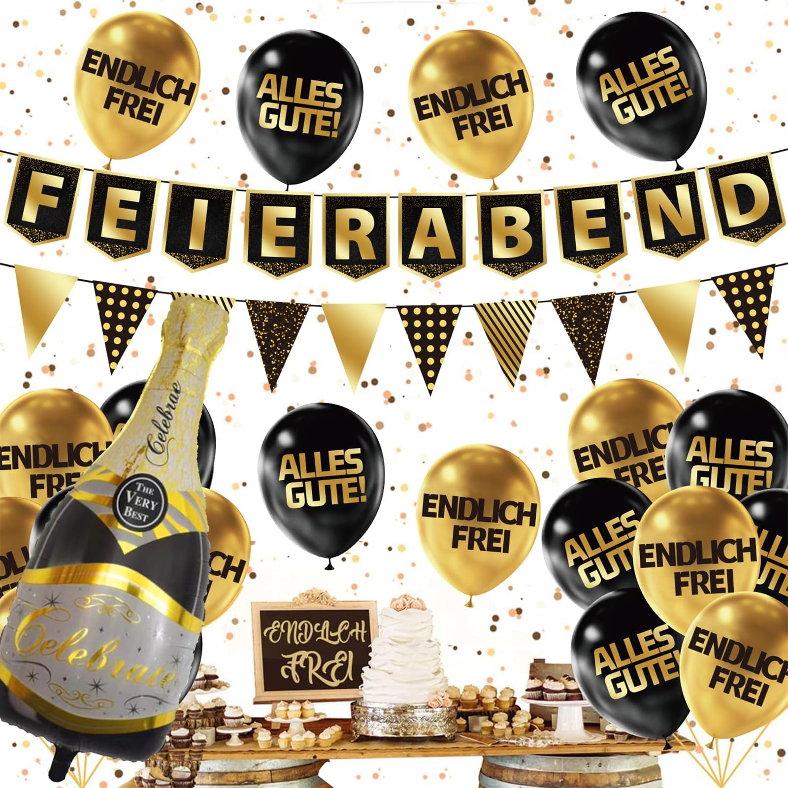 Rente Deko Set,Endlich Ruhestand Deko Girlande,Alles Gute zum Ruhestand ...