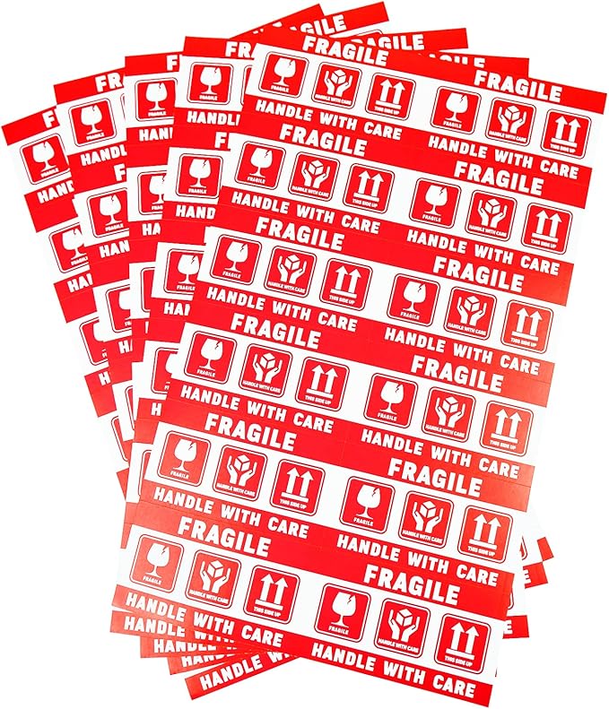 PACK4YA 120 x Fragile Stickers 50x90 mm Packing Sticker Strong Adhesive ...