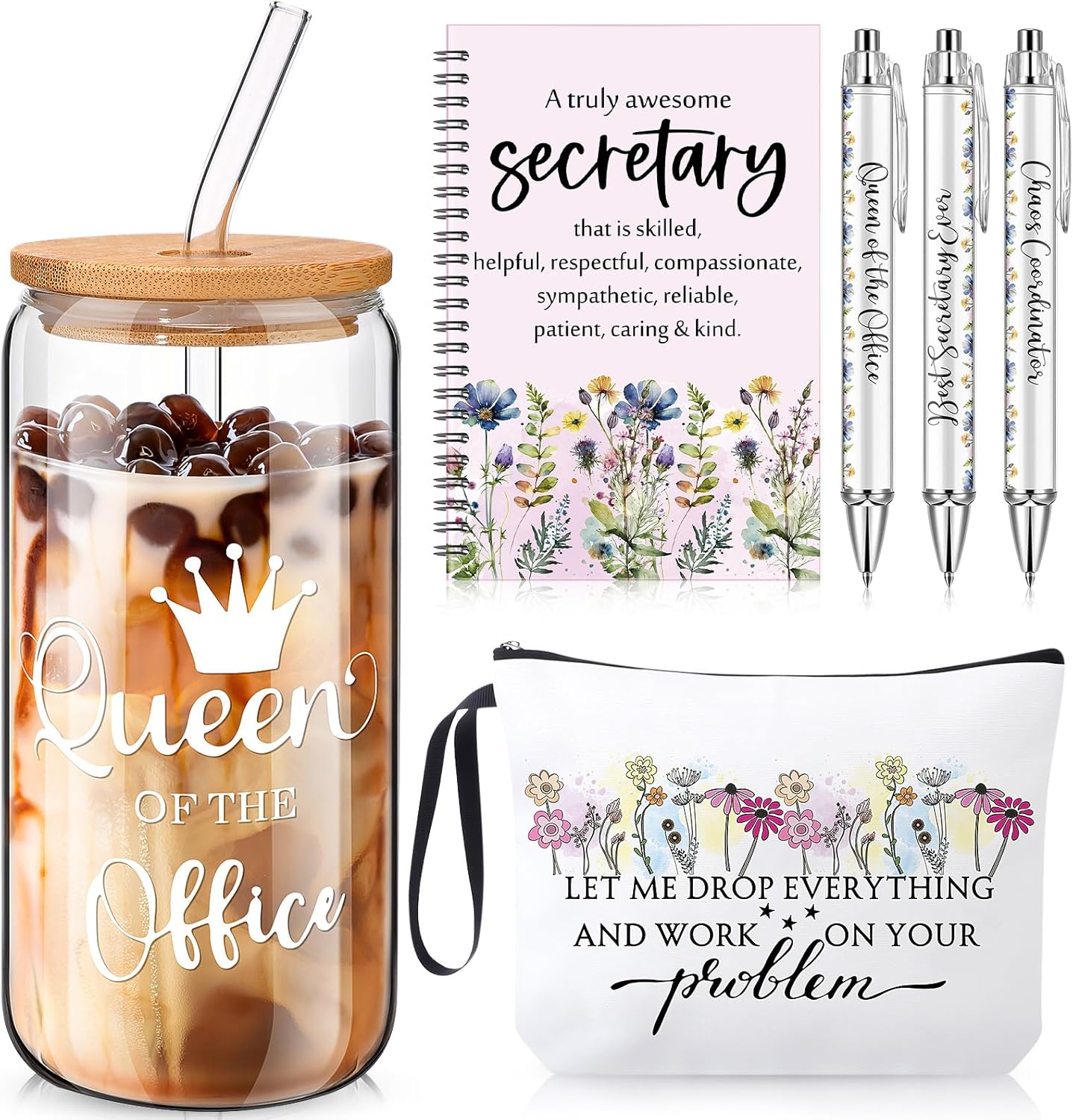 Amazon.com: SiliFine 6pcs Secretary Gift for Women, 16 oz Glass Tumbler ...