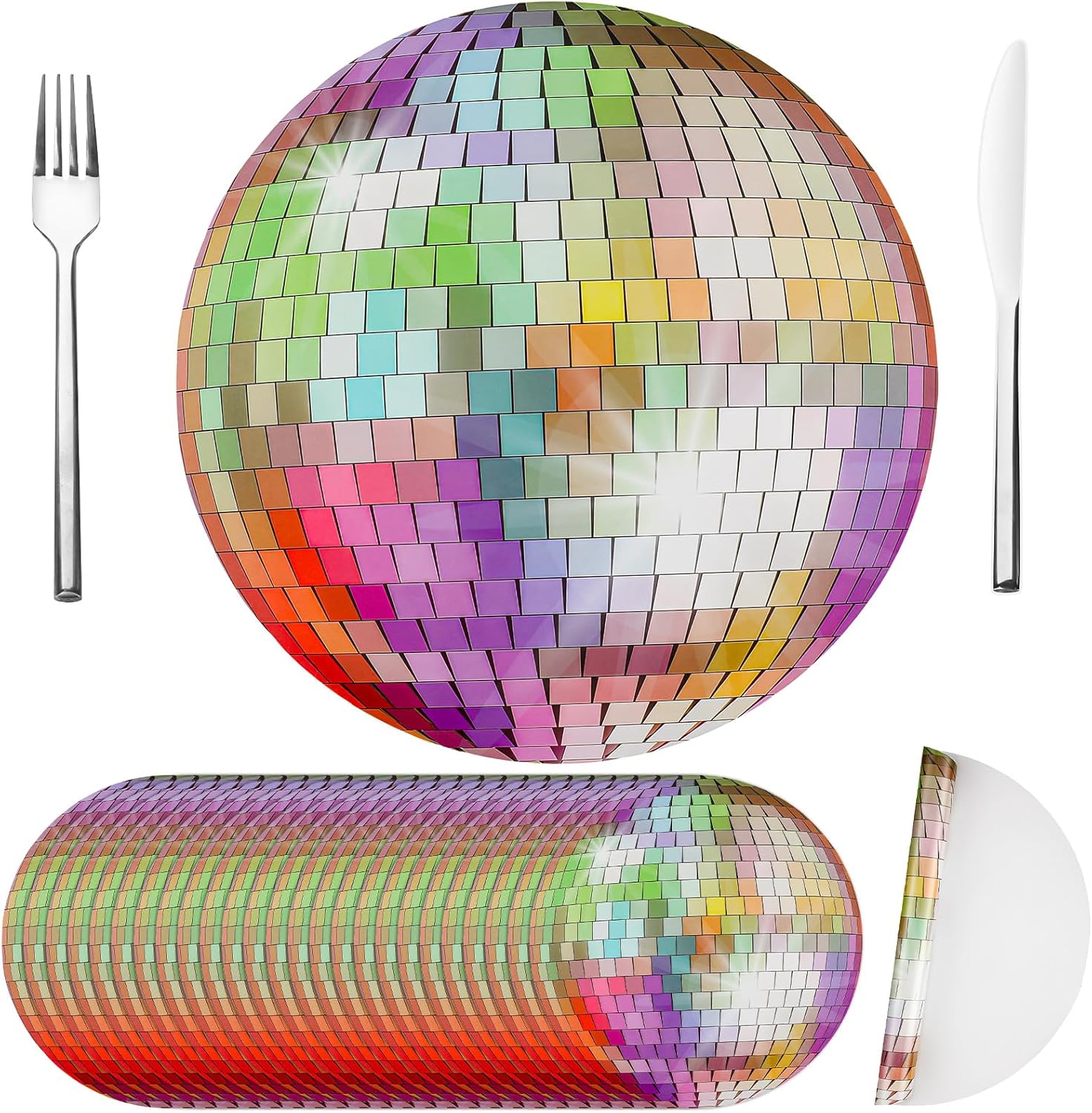 Amazon.com: Crtiin 50 Pieces 12 Inch Disco Ball Round Placemats 70s ...