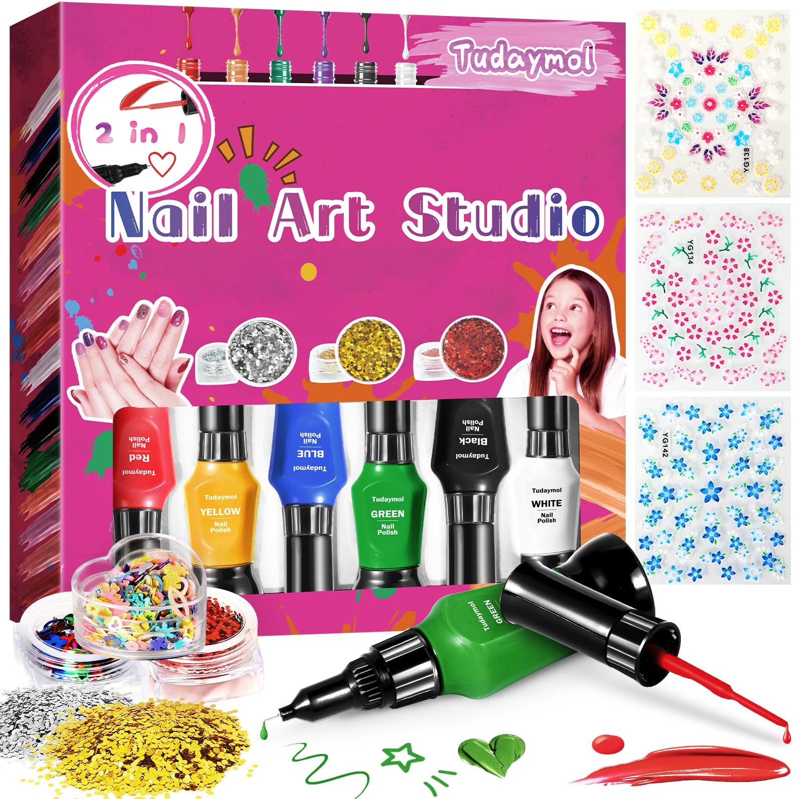 Amazon.com: Shemira Nail Art Kit for Girls, Nail Polish Kit for Kids ...