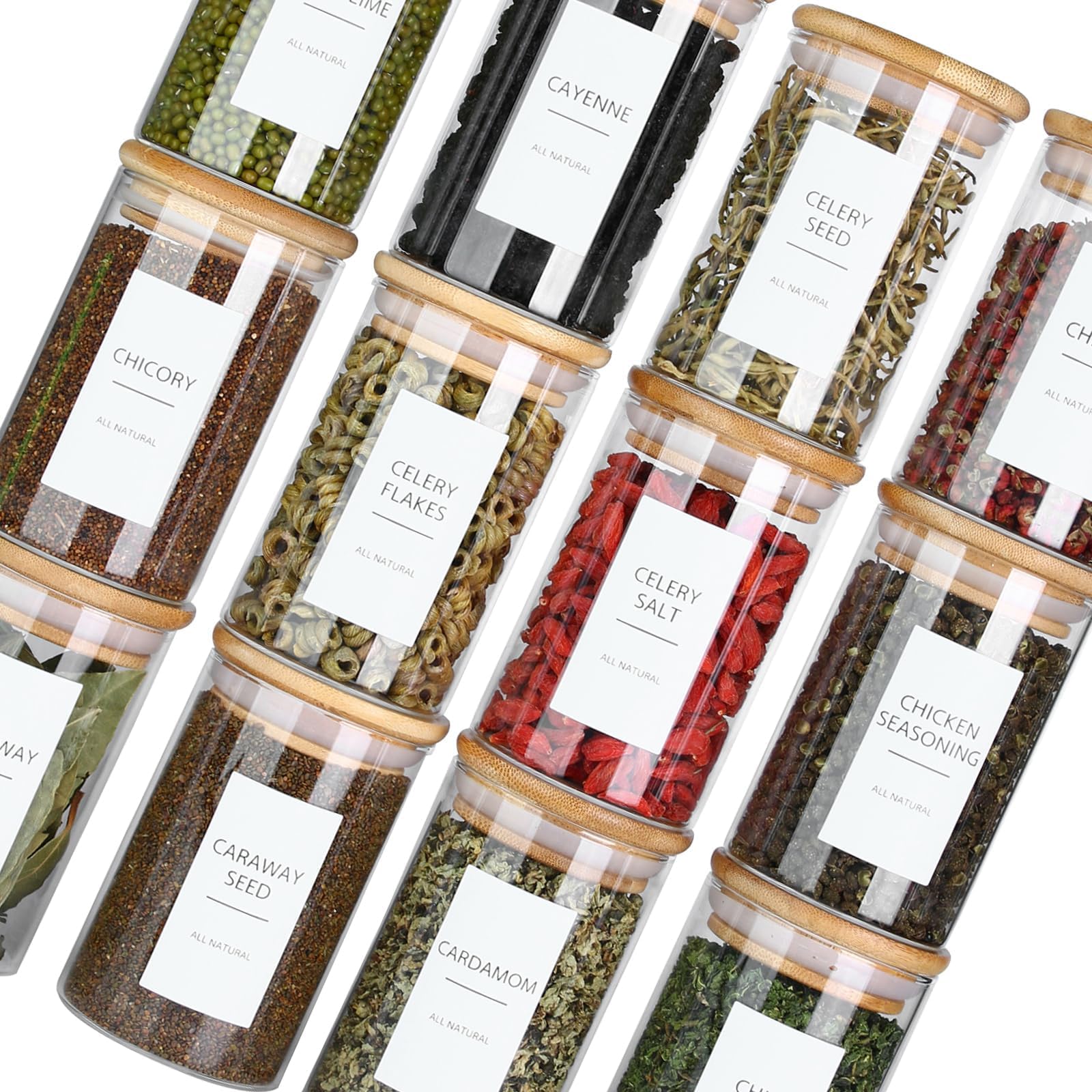 Amazon.com: Glass Spice Jars Set of 20 - 3.2oz (95ml) Mini Spice Jar ...