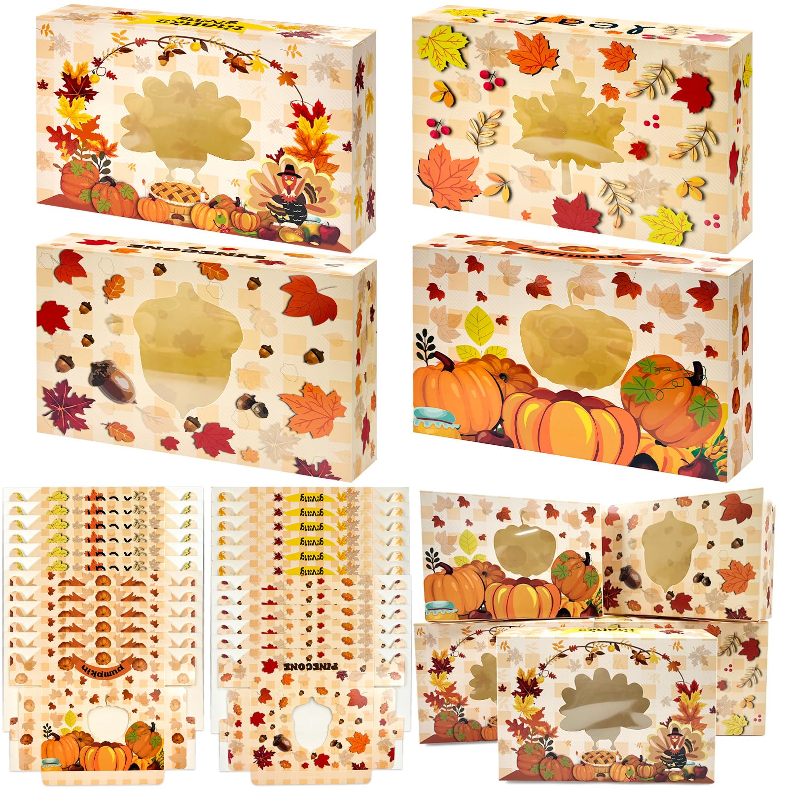 Amazon.com: 24Pcs Fall Cookie Boxes with Window, Autumn Maple Leaf ...