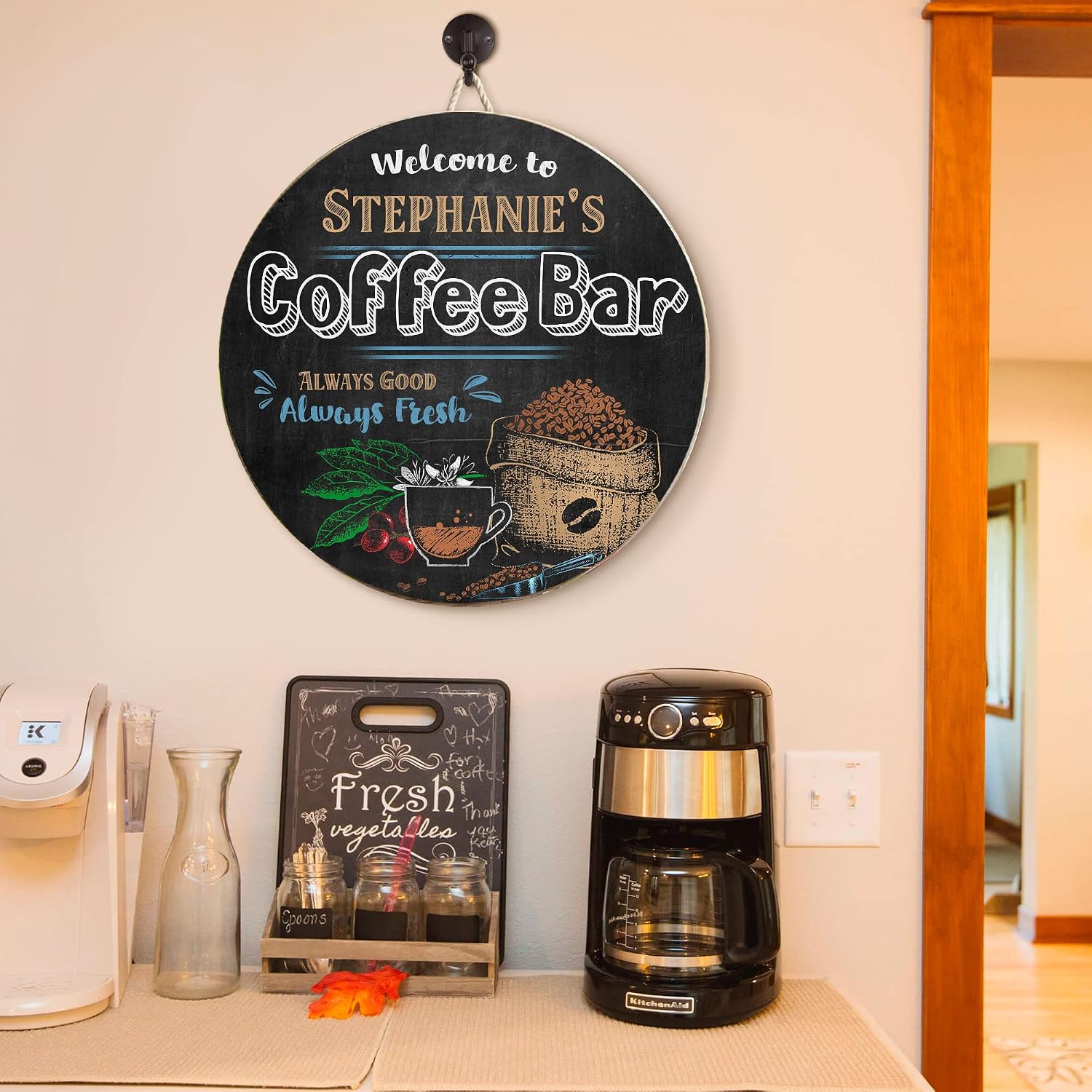 MUCHNEE Letrero personalizado para cafetería, letrero de café rústico ...