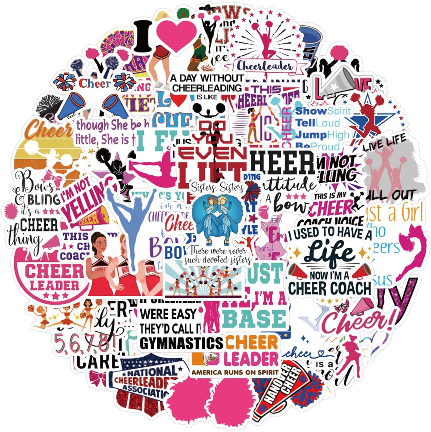 Amazon.com: 52PCS Cheer Stickers,Water Bottles Laptop Car Decal ...