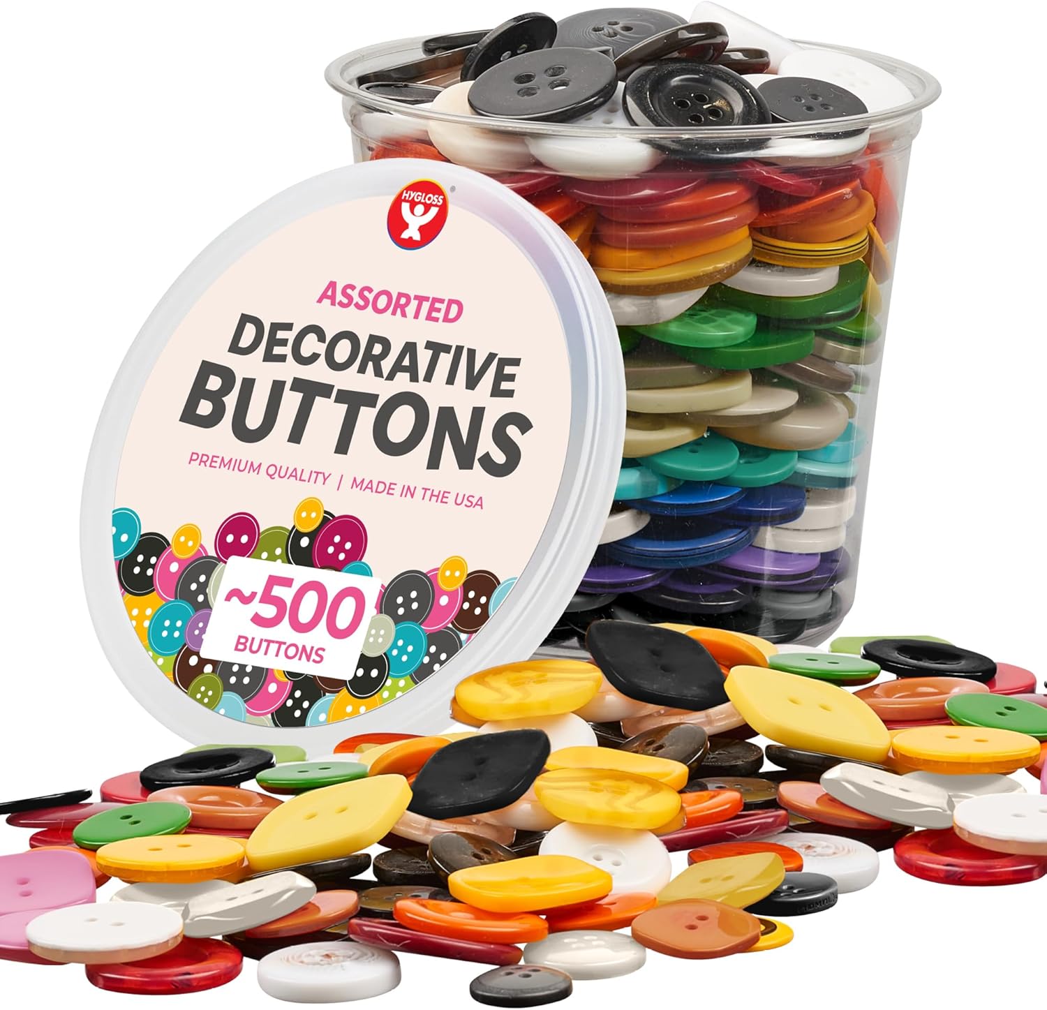 Hygloss Bucket O’ Buttons, botones surtidos para artes y oficios – Yaxa ...
