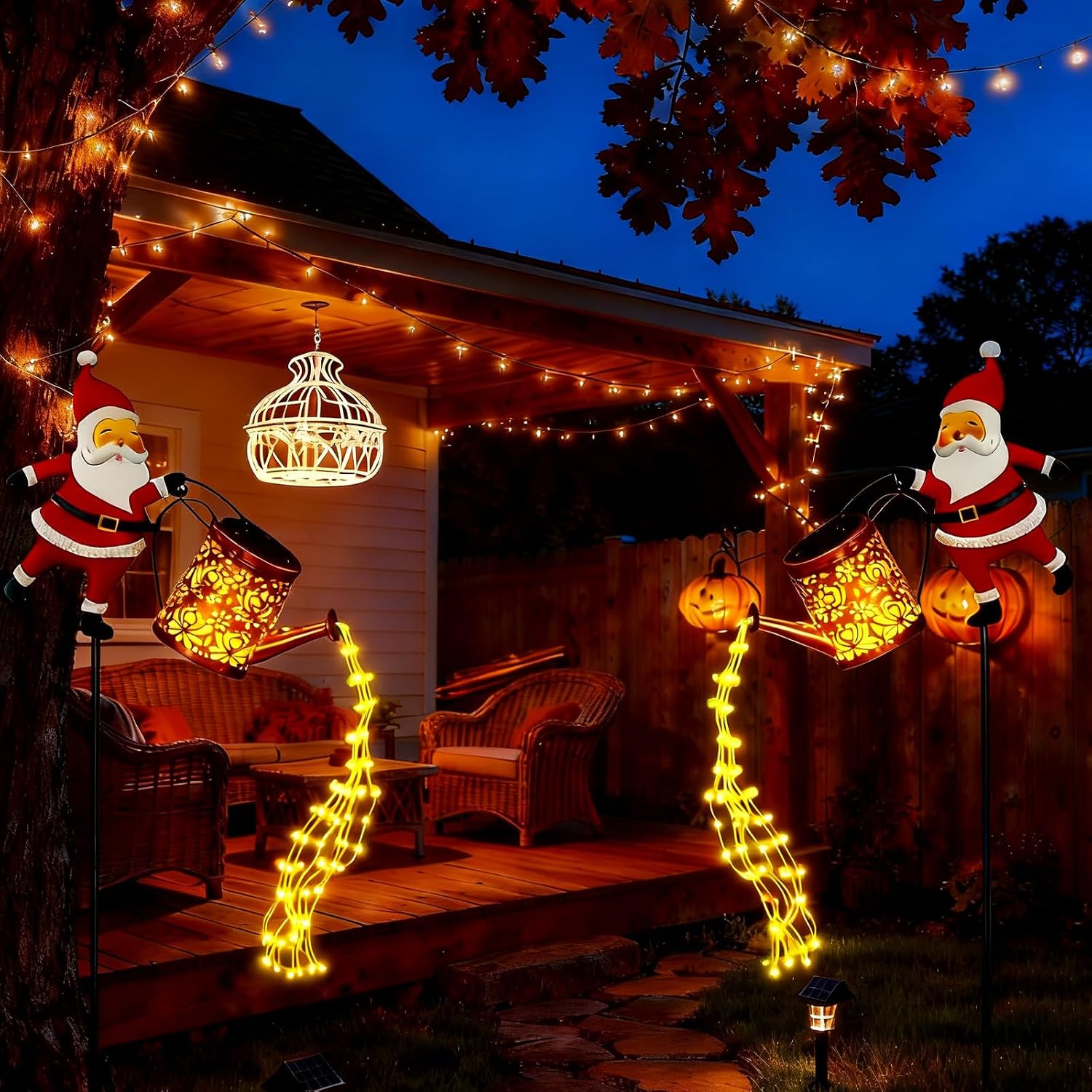 Amazon.com: Christmas Solar Kettle Lights Garden Lawn Decorative Lights ...