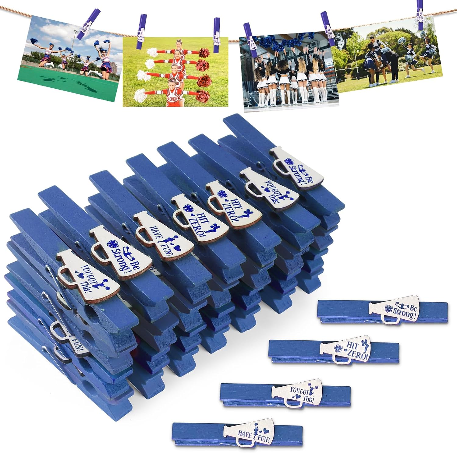 Amazon.com: Habbiful 28 PCS Cheer Pins Spirit Clips, Blue Clothes Pins ...
