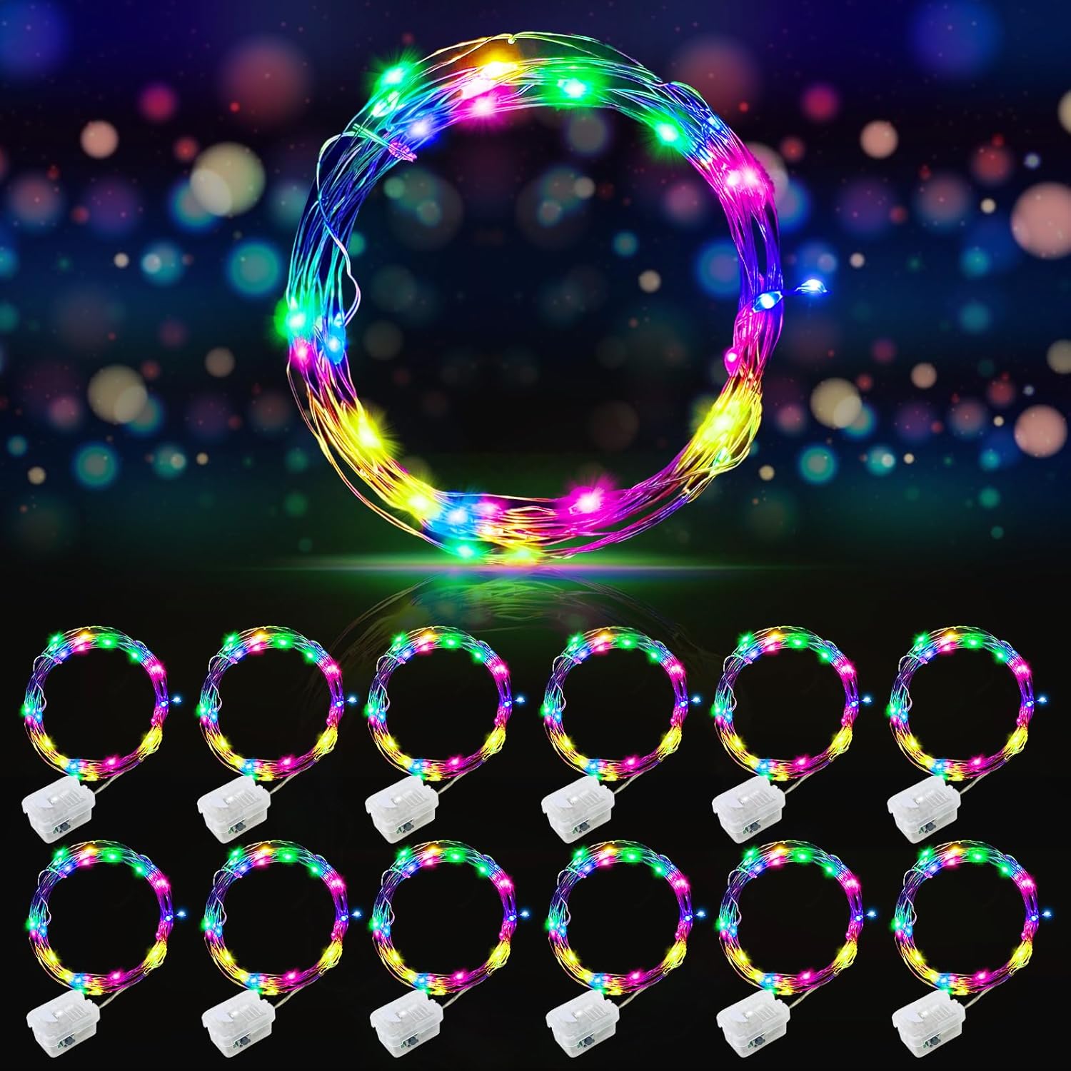 Amazon.com: AIKEI 12 Pack Led Fairy Lights Battery Operated String ...